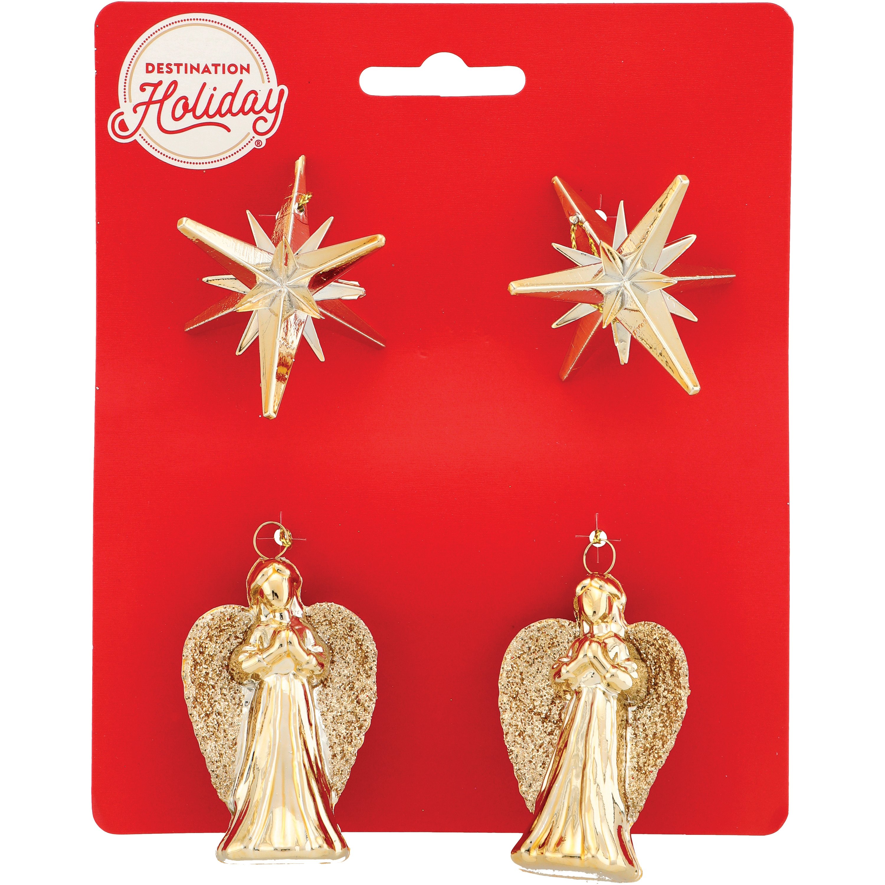 Destination Holiday Mini Christmas Ornaments - Gold Angels & Stars ...