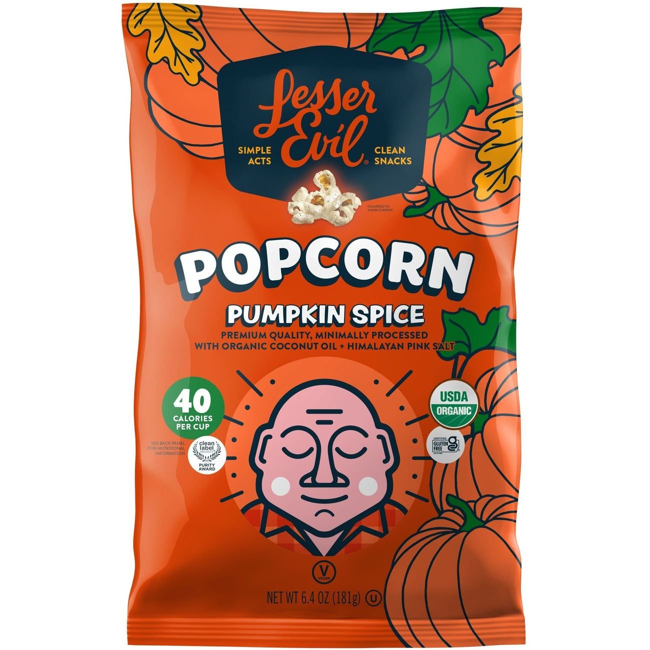 LesserEvil Organic Popped Popcorn - Pumpkin Spice - Shop Popcorn at H-E-B