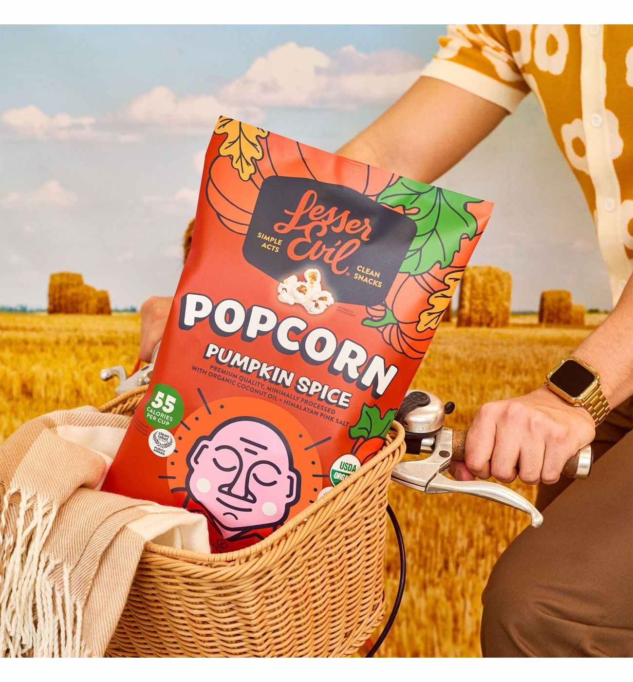 LesserEvil Organic Popped Popcorn - Pumpkin Spice - Shop Popcorn at H-E-B