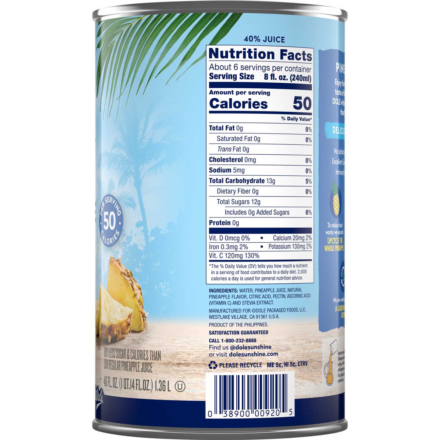 Dole Light Pineapple Juice Drink - Shop Juice at H-E-B