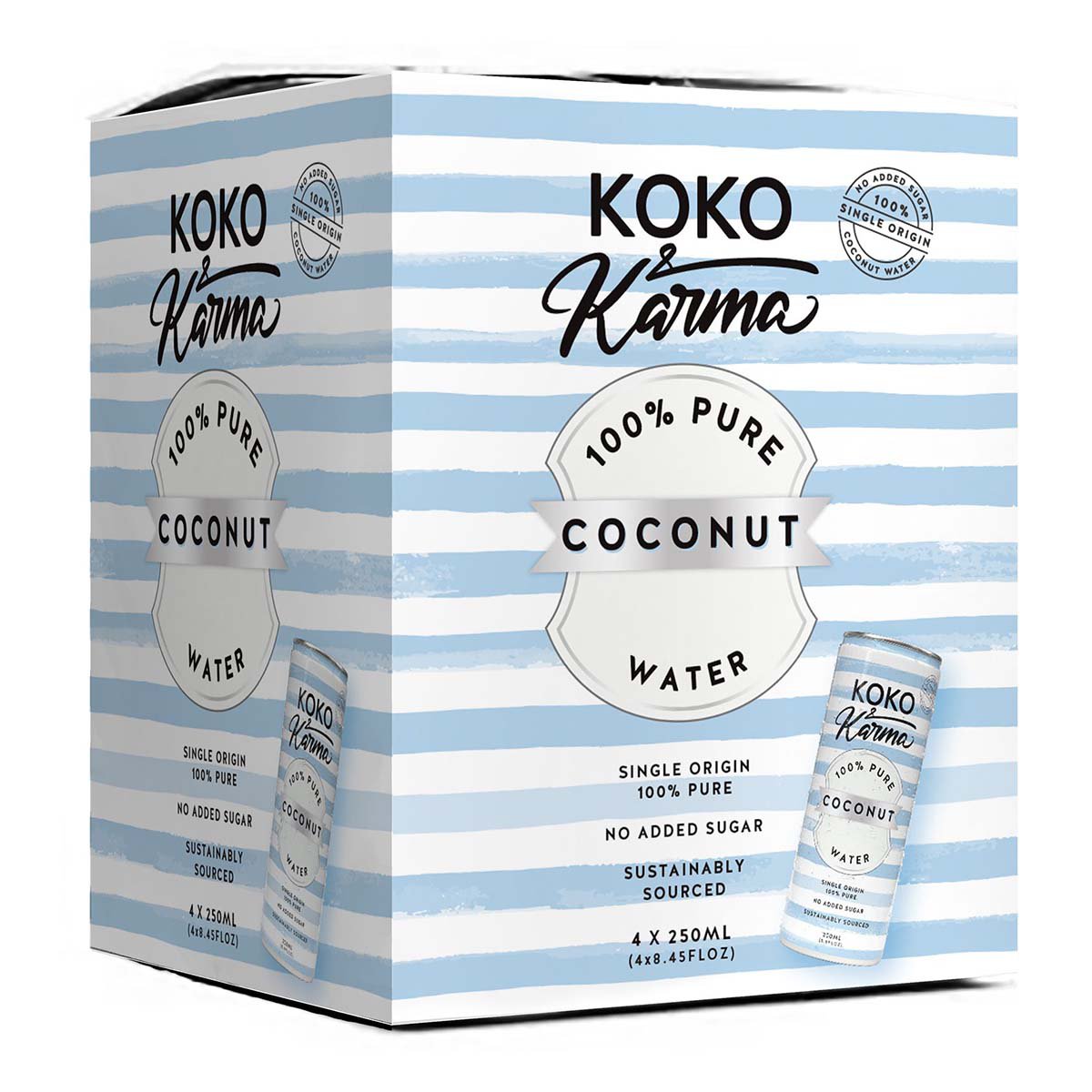 Koko & Karma 100% Pure Coconut Water 4 pk Cans - Shop Coconut water at H-E-B