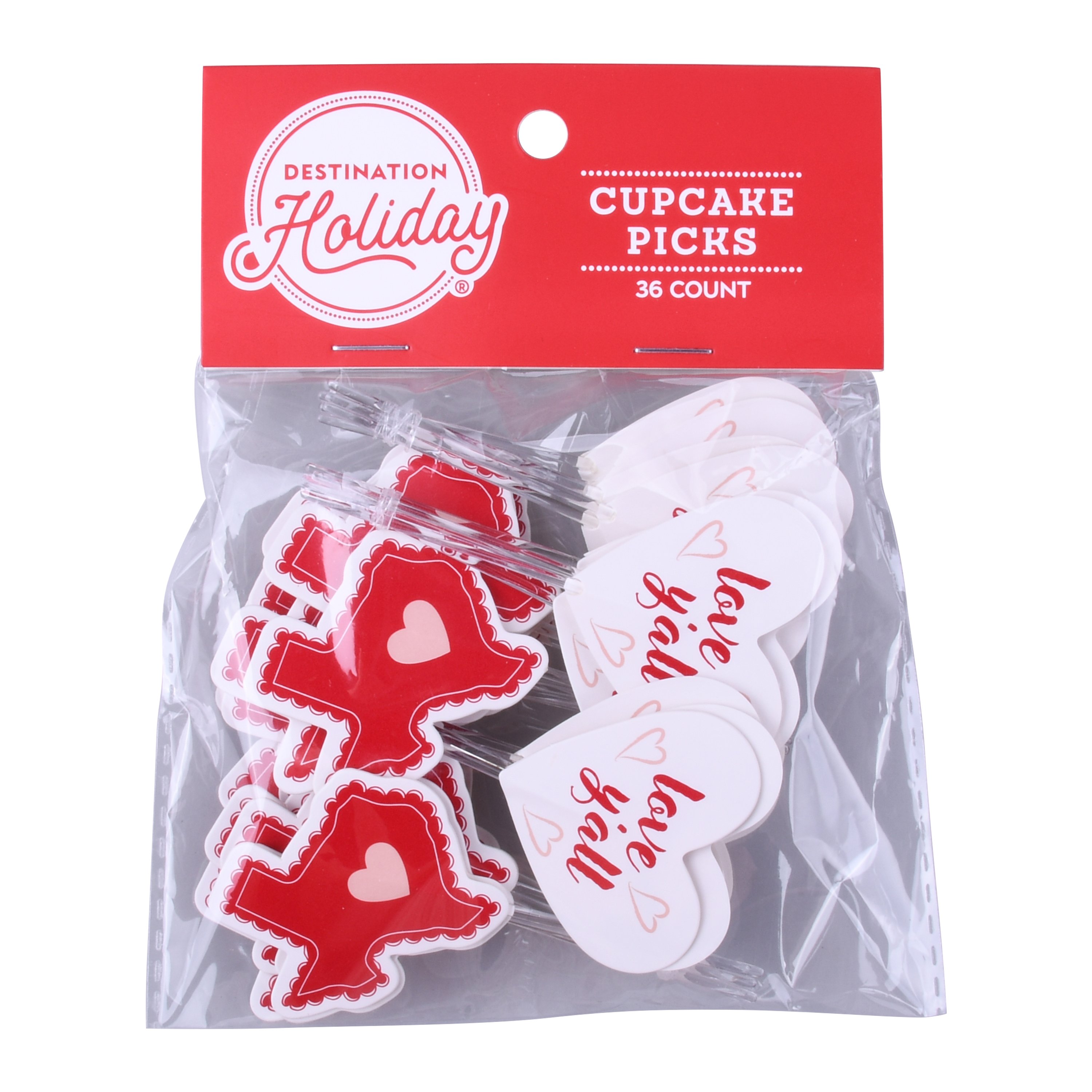 Destination Holiday Valentines Cupcake Picks - Texas Hearts - Shop ...