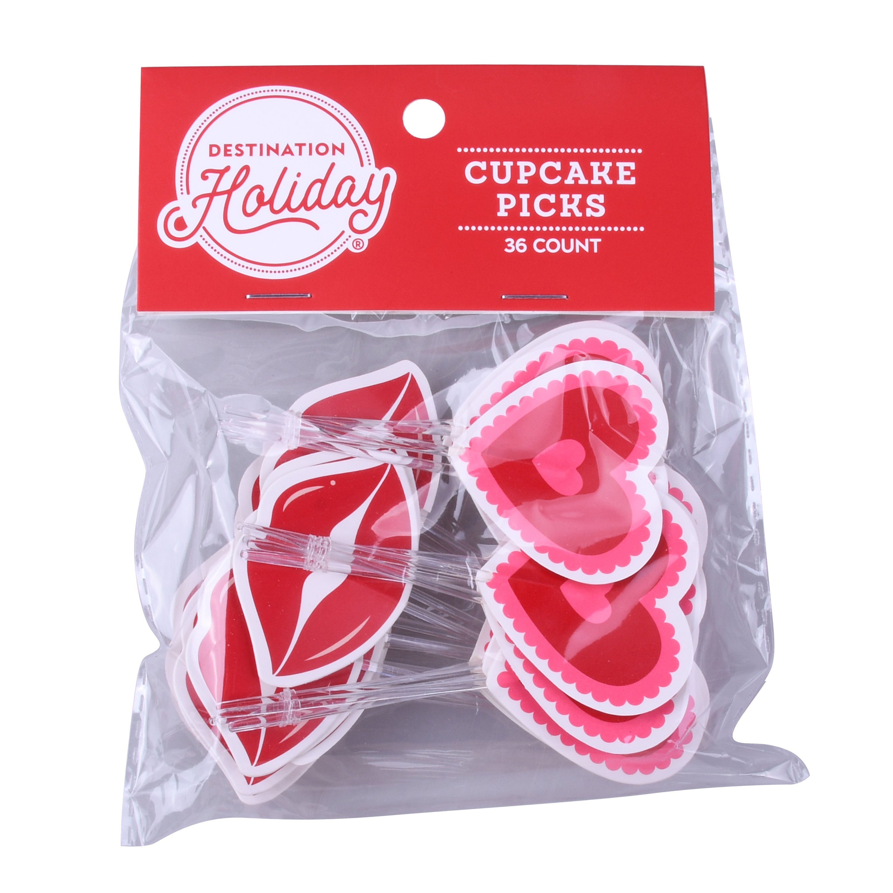 Destination Holiday Valentine's Cupcake Picks - Hearts & Lips - Shop ...