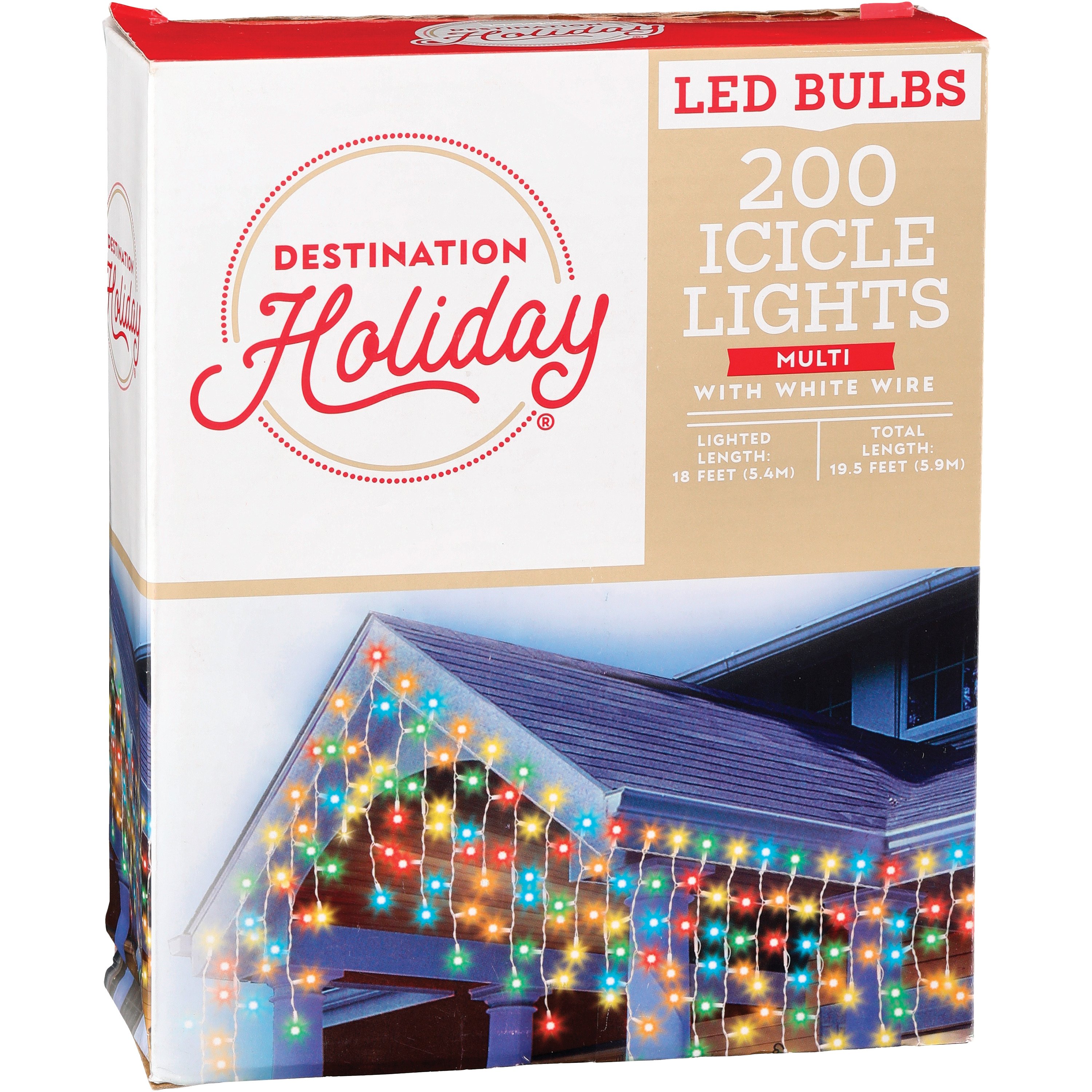 Destination Holiday Icicle Multi Color LED Christmas Lights - White ...