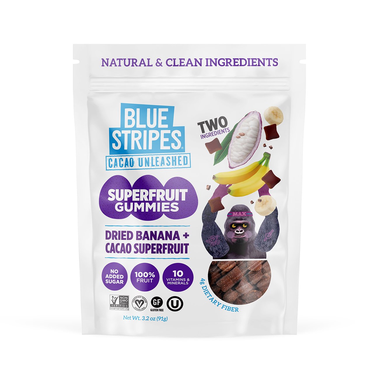 Blue Stripes Dried Banana & Cacao Superfruit Gummies - Shop Fruit ...