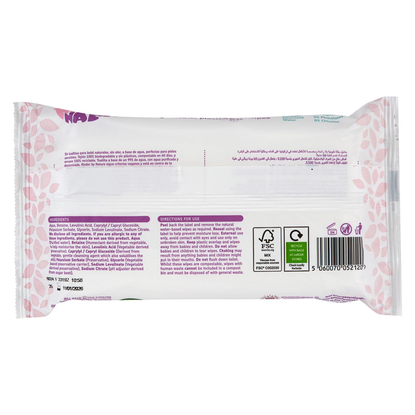 Kinder By Nature Water-Based Wipes - Unscented for Sensitive Skin ...
