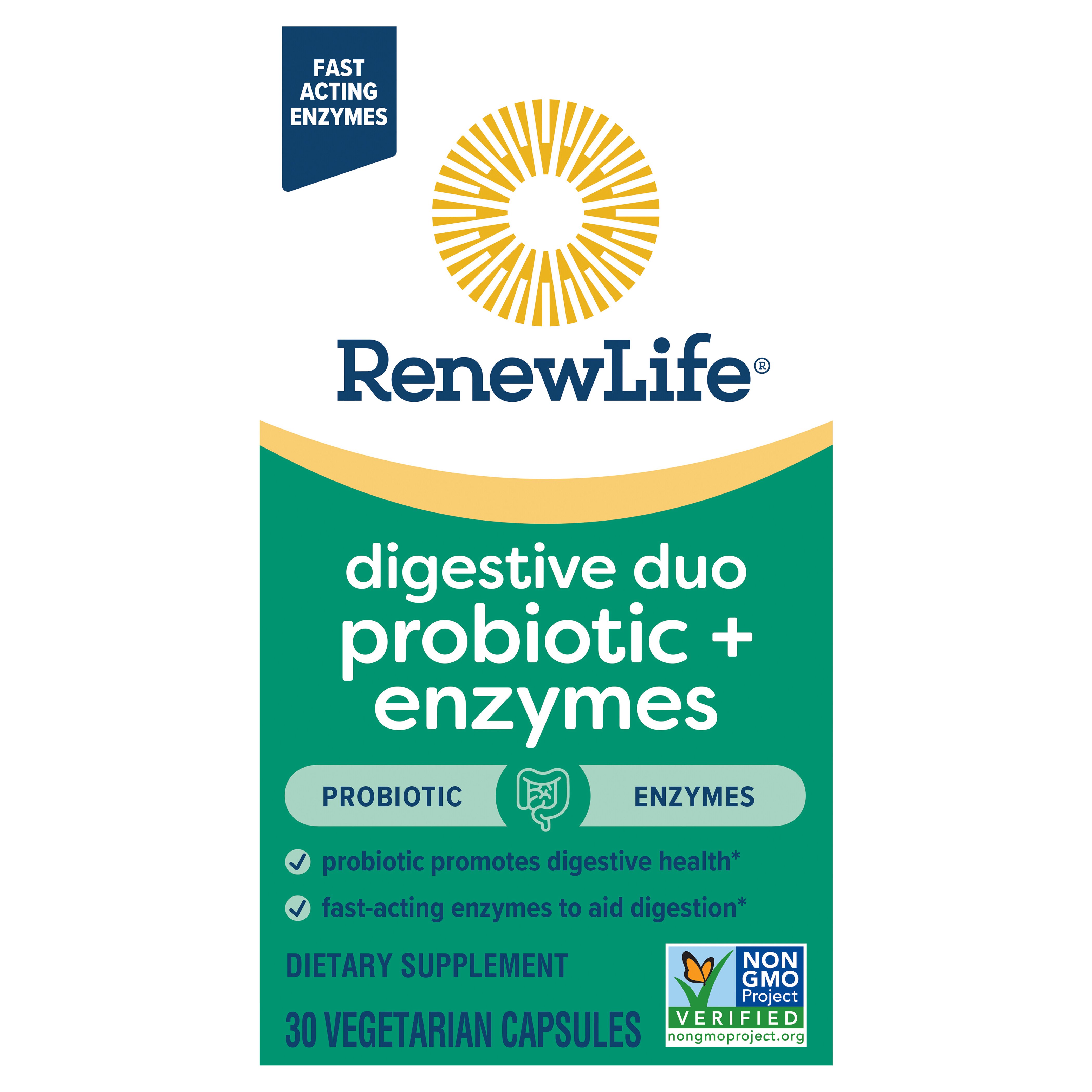Renew Life Digestive Duo Probiotic + Enzymes Vegetarian Capsules - Shop ...