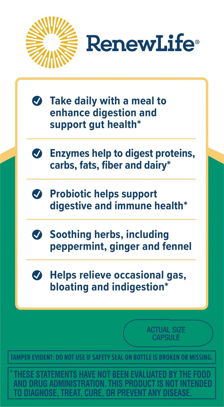 Renew Life Digestive Duo Probiotic + Enzymes Vegetarian Capsules - Shop ...