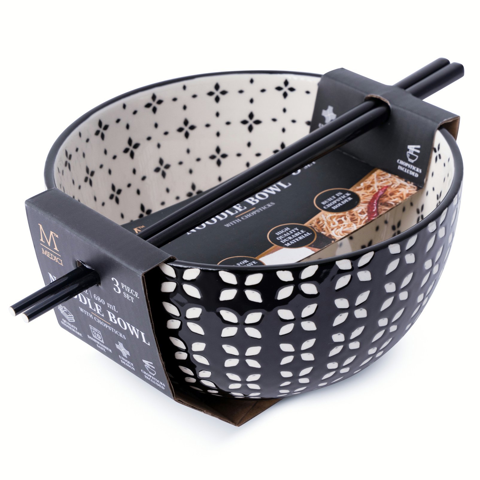 Medici Noodle Bowl & Chopsticks Set - Trefoil, 3 pc - Shop Bowls at H-E-B
