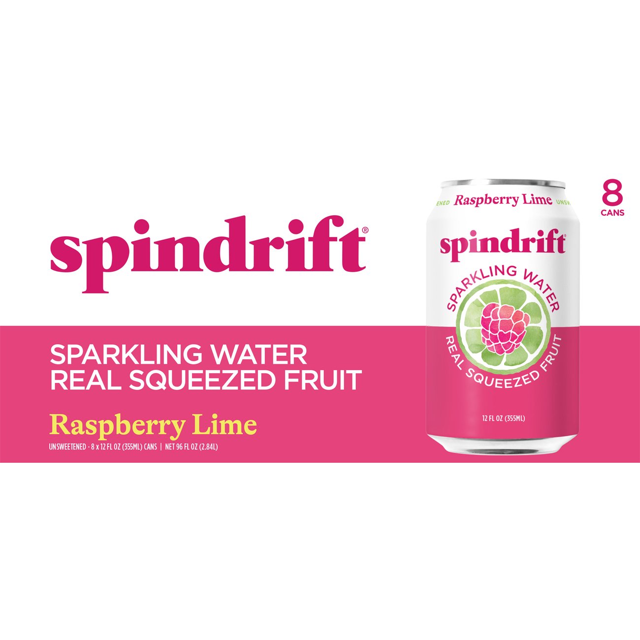 Spindrift Raspberry Lime Sparkling Water 8 pk Cans - Shop Water at H-E-B