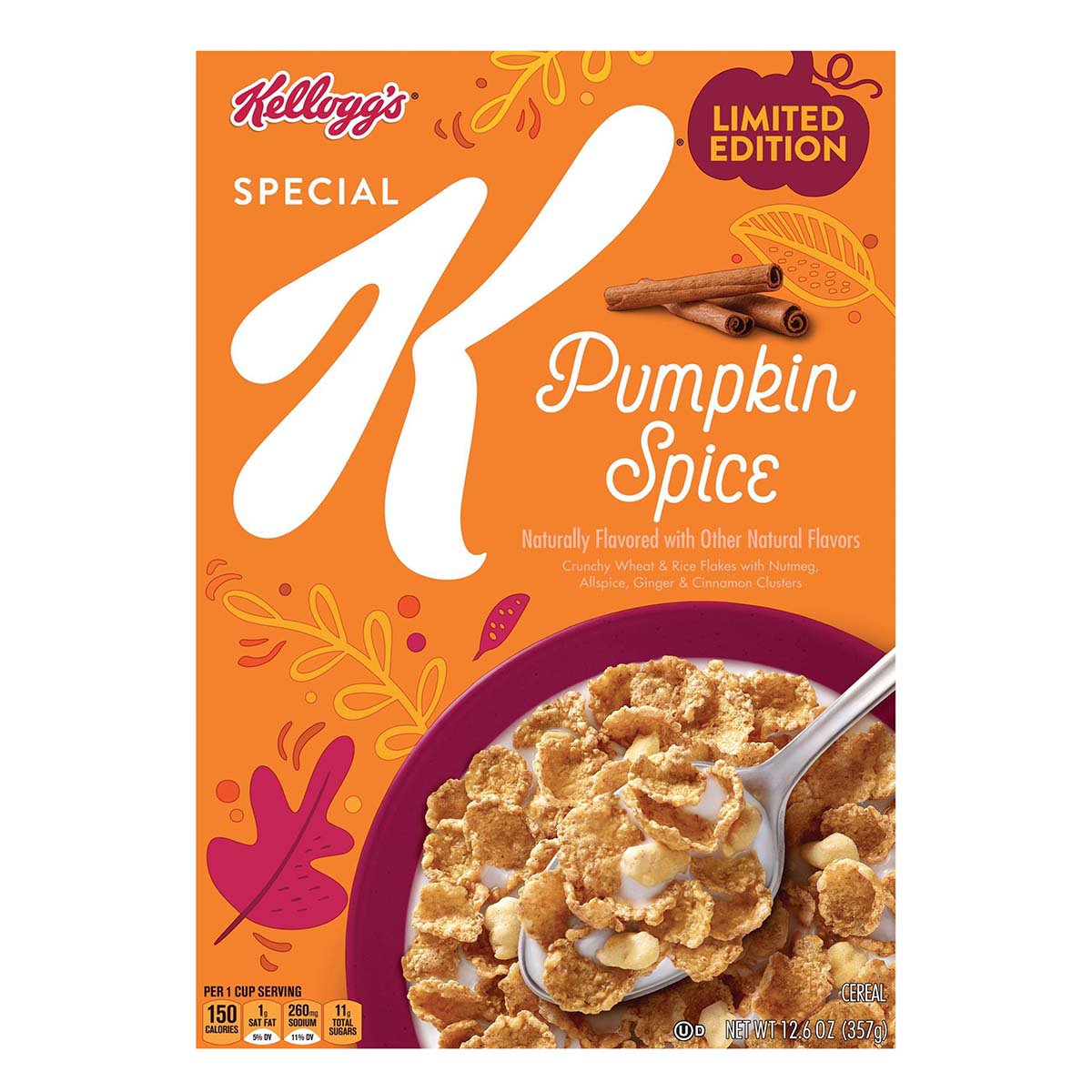 Kellogg's Limited Edition Special K Pumpkin Spice Breakfast Cereal ...
