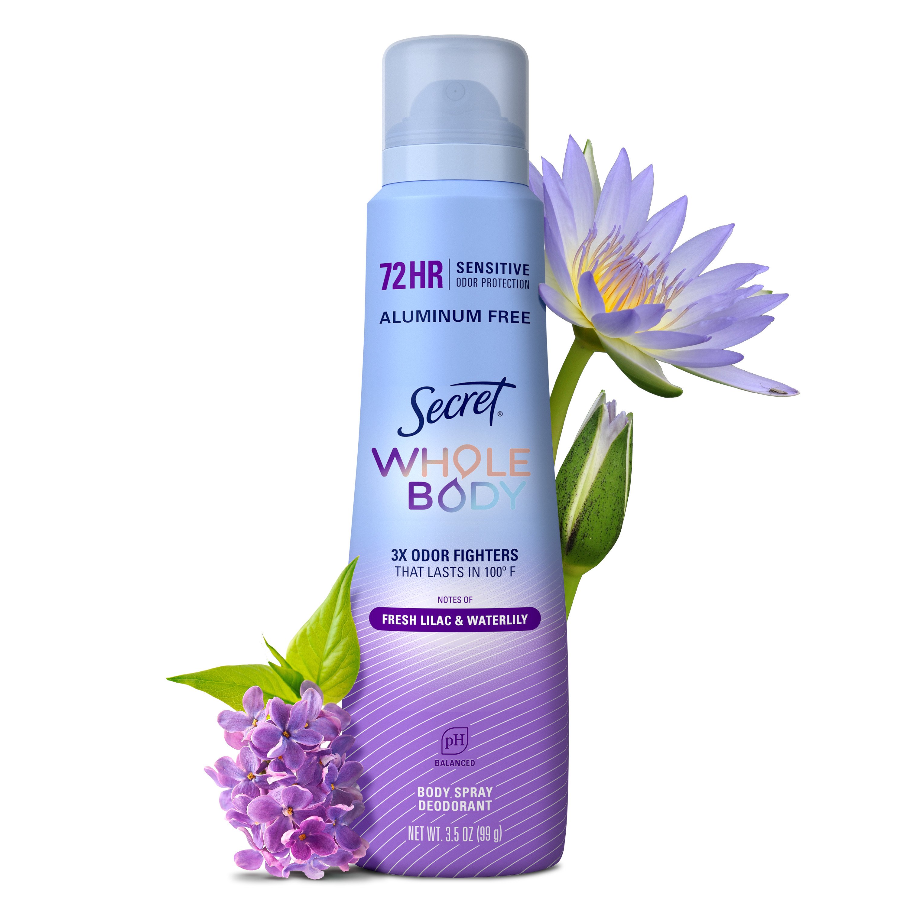Secret Whole Body Aluminum Free Cooling Body Spray Deodorant for Women ...