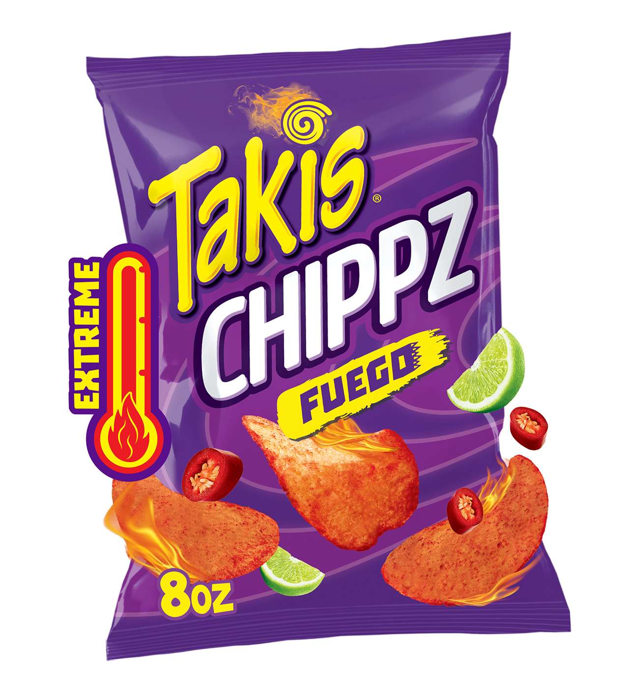 Takis Fuego Chippz Sharing Size Bag - Hot Chili Pepper & Lime Thin-Cut ...