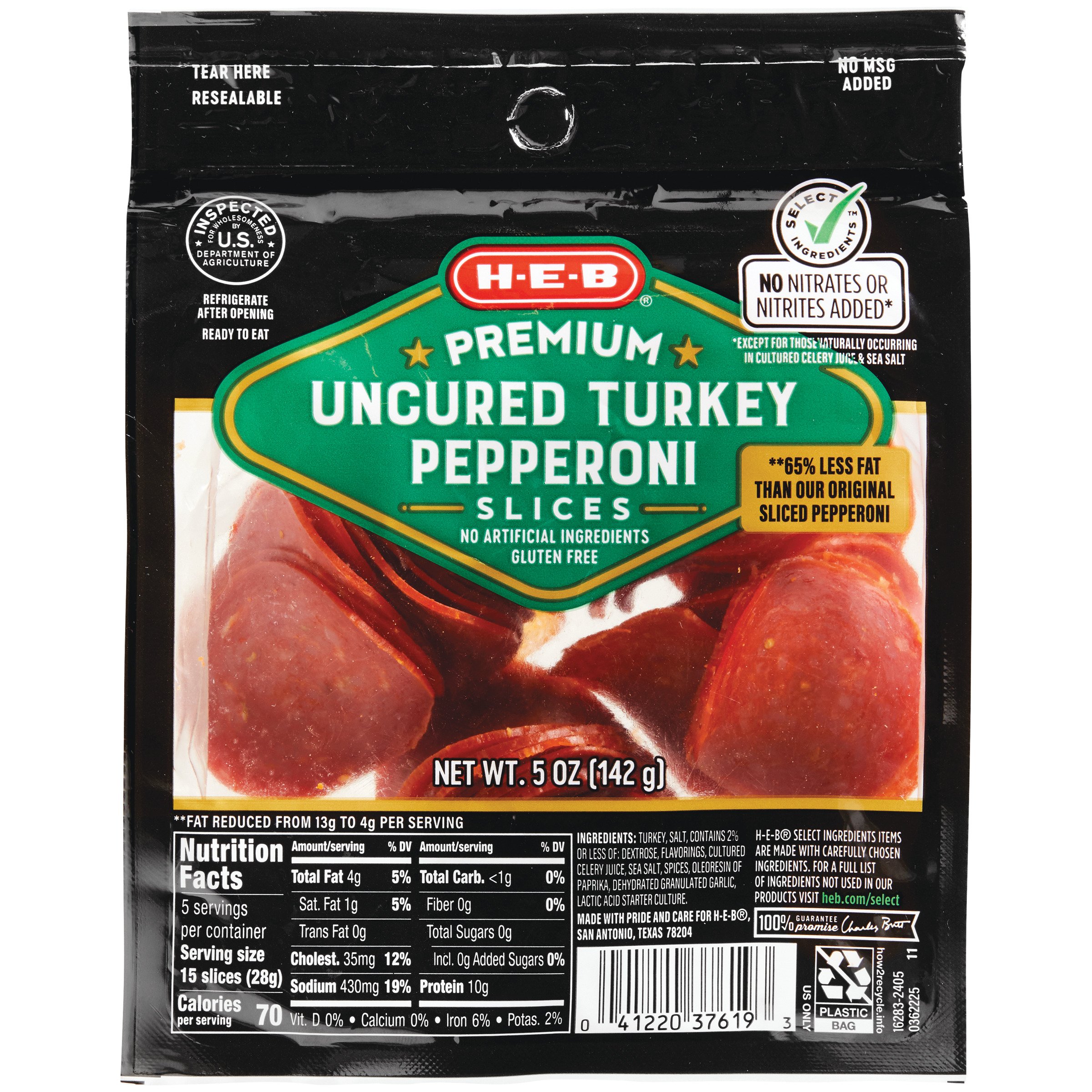 H-E-B Premium Uncured Turkey Pepperoni Slices - Shop Meat at H-E-B