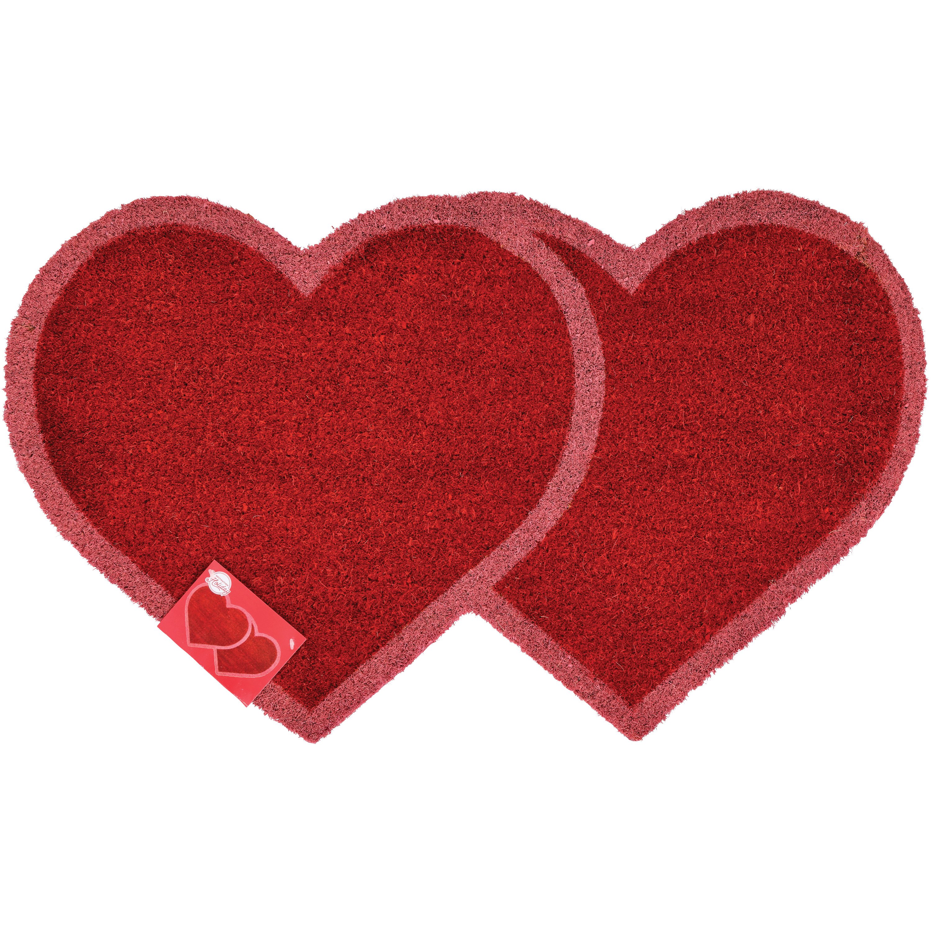Destination Holiday Red Hearts Diecut Valentine's Coir Doormat - Shop ...