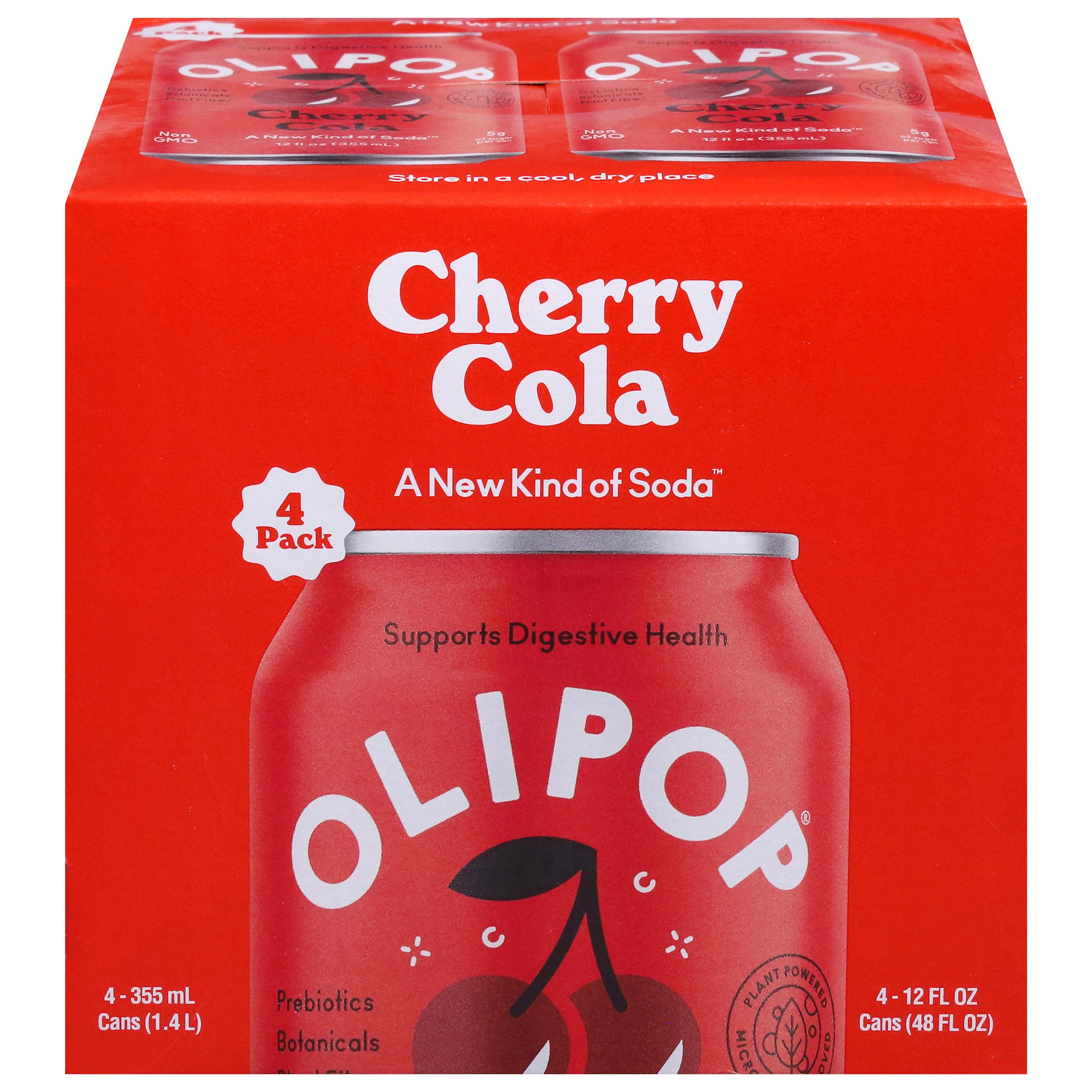 Olipop Prebiotic Soda 4 pk Cans - Cherry Cola - Shop Soda at H-E-B
