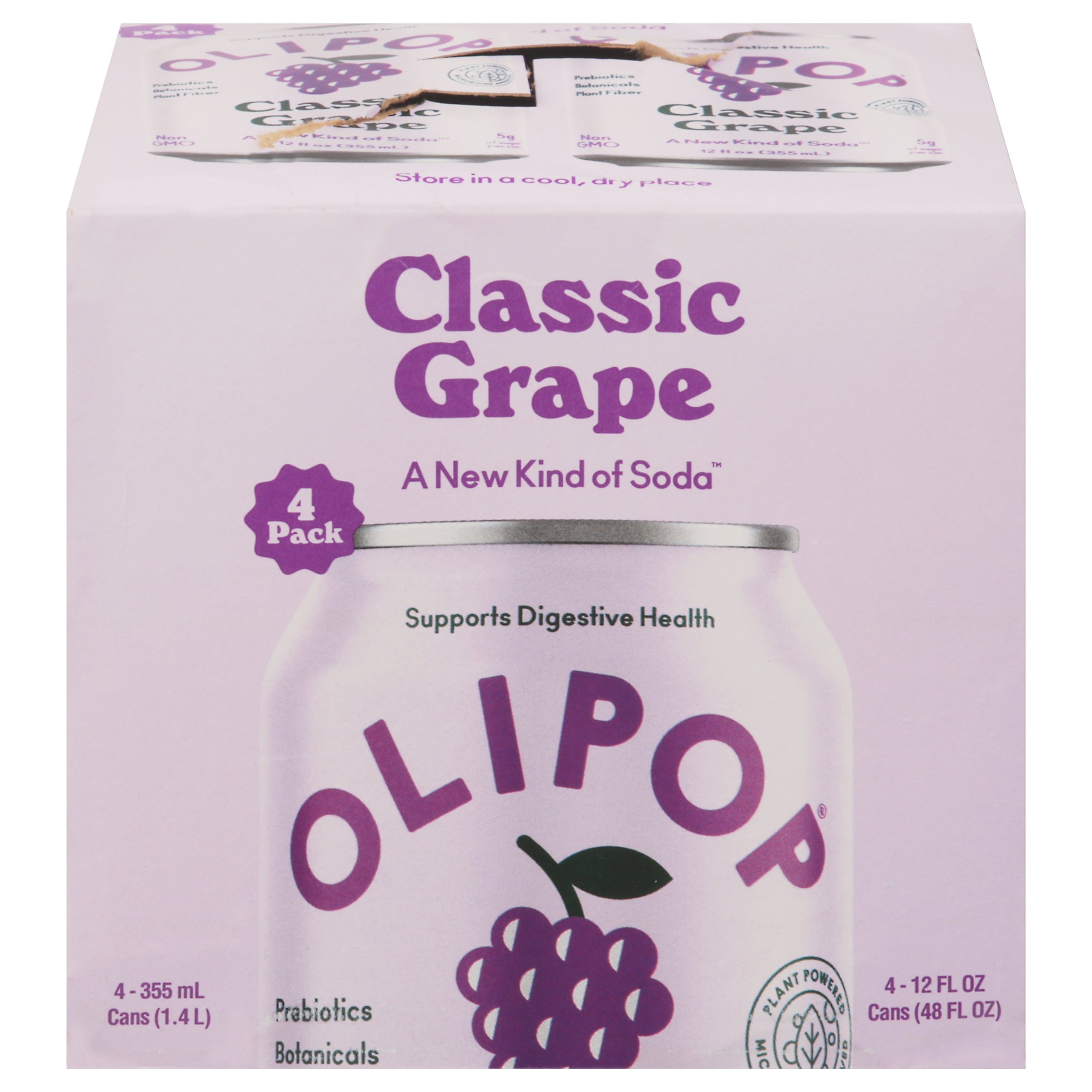 Olipop Prebiotic Soda 4 pk Cans - Classic Grape - Shop Soda at H-E-B