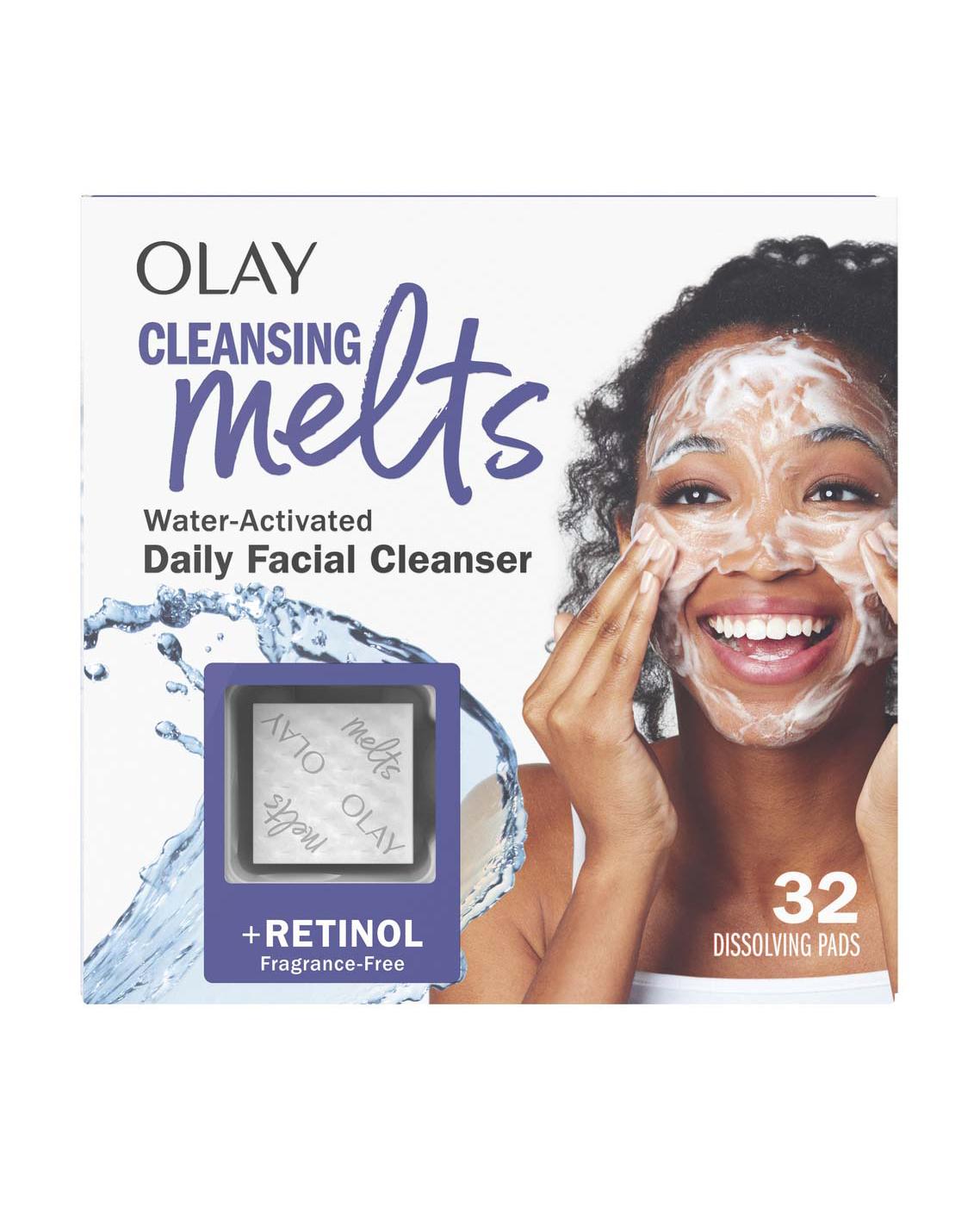 Olay Cleansing Melts Water-Activated Daily Facial Cleanser + Retinol ...