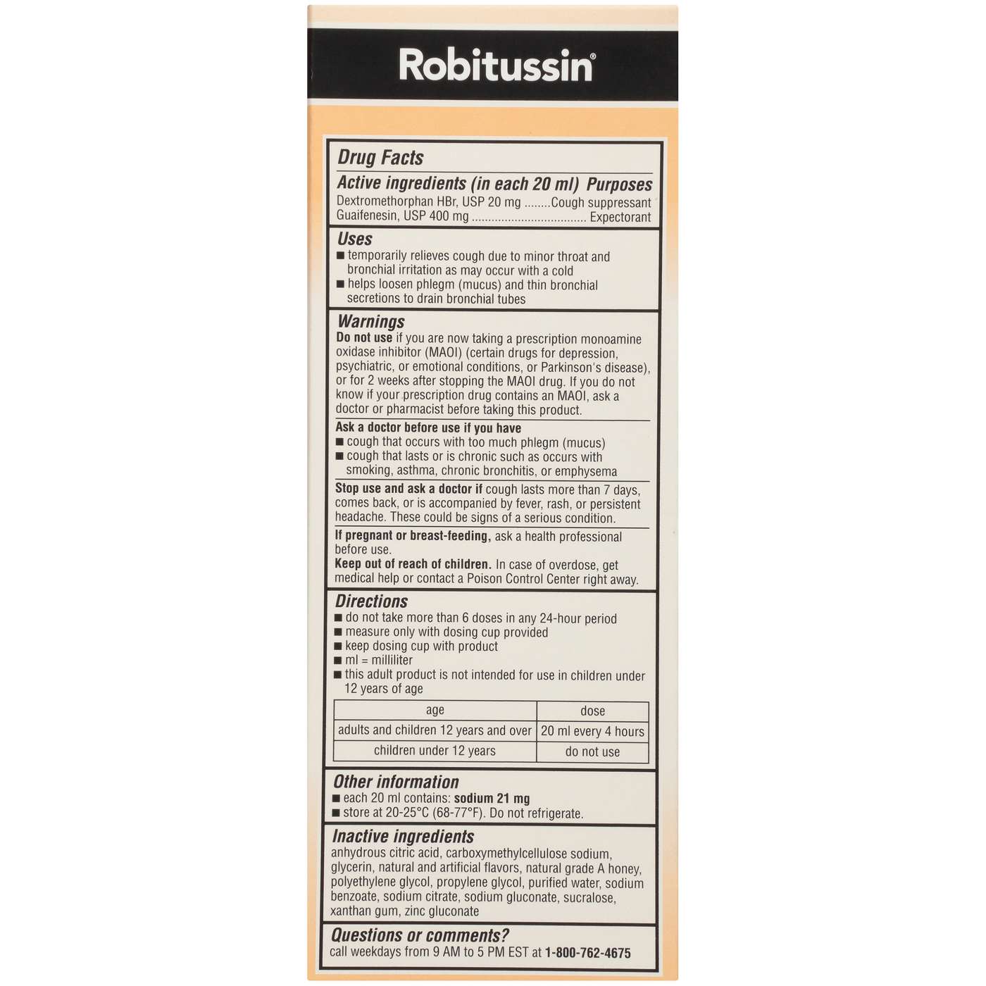 Robitussin Max Strength Cough + Chest Congestion DM - Honey - Shop ...