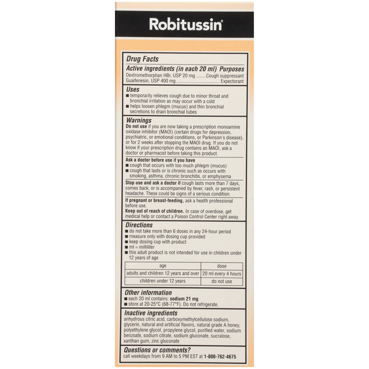 Robitussin Honey DM Max Cough + Chest Congestion - Shop Cough, cold ...