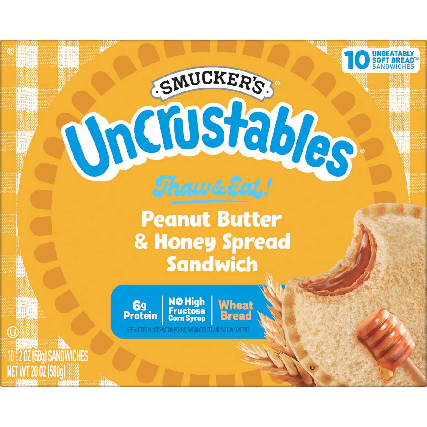 Smucker's Uncrustables Frozen Wheat Bread Sandwiches - Peanut Butter ...