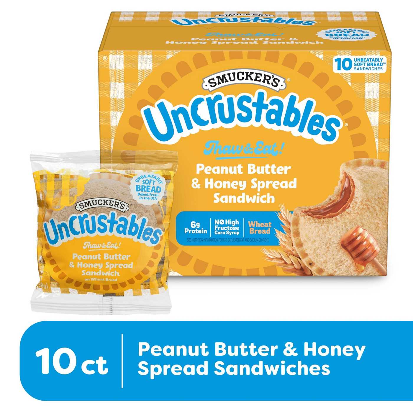 Smucker's Uncrustables Frozen Wheat Bread Sandwiches - Peanut Butter ...