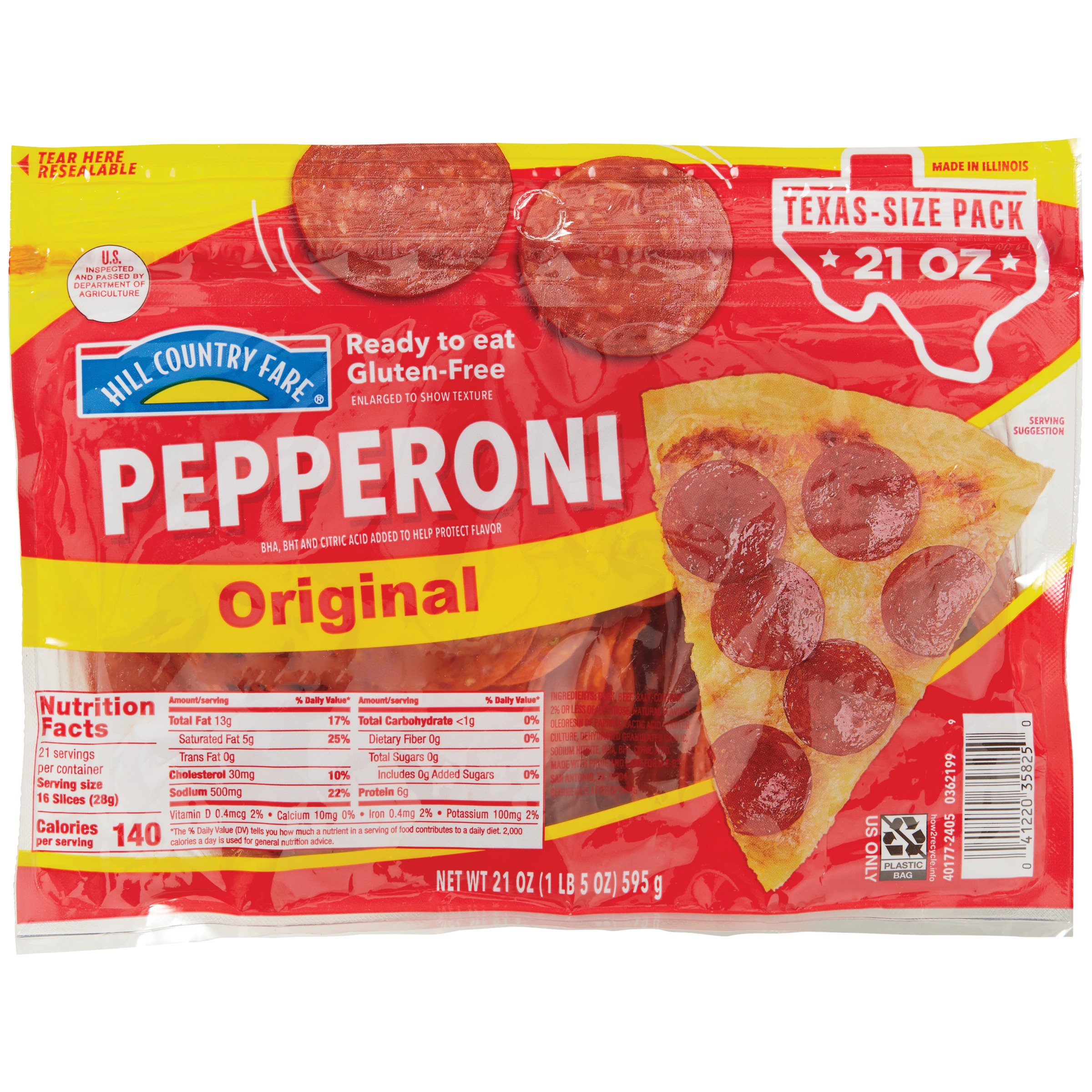 Hill Country Fare Original Pepperoni Slices - Texas-Size Pack, 21 oz ...