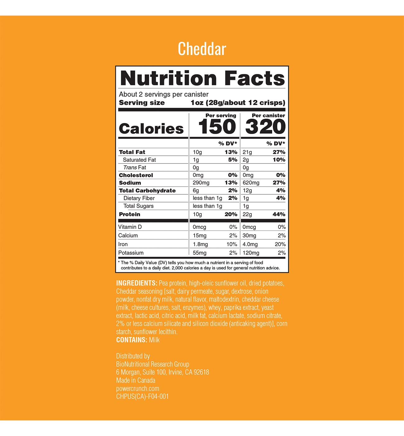 Power Crunch Protein Crisps 2 pk Canisters - Cheddar - Shop Chips at H-E-B