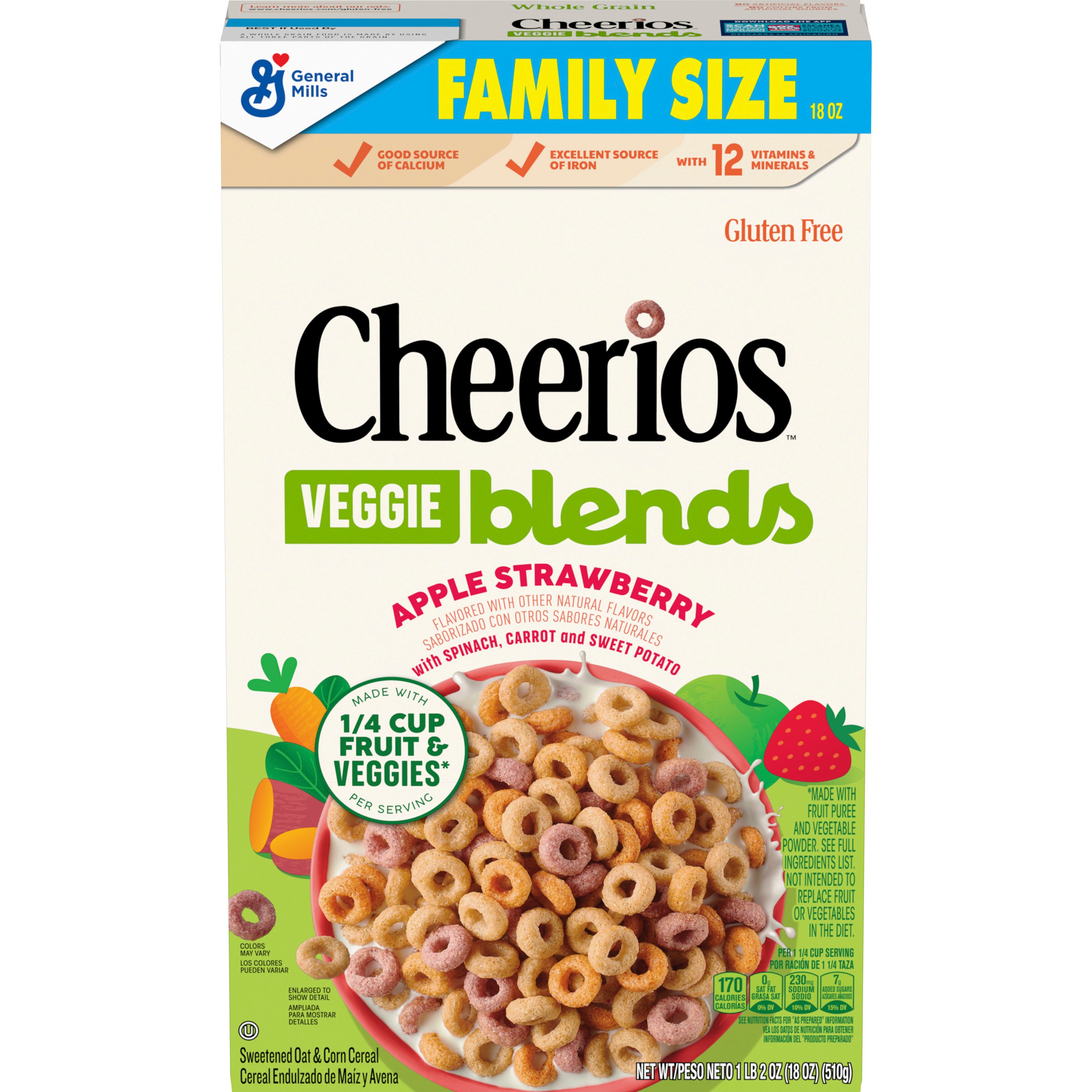 General Mills Apple Strawberry Veggie Blends Cheerios Cereal - Family ...