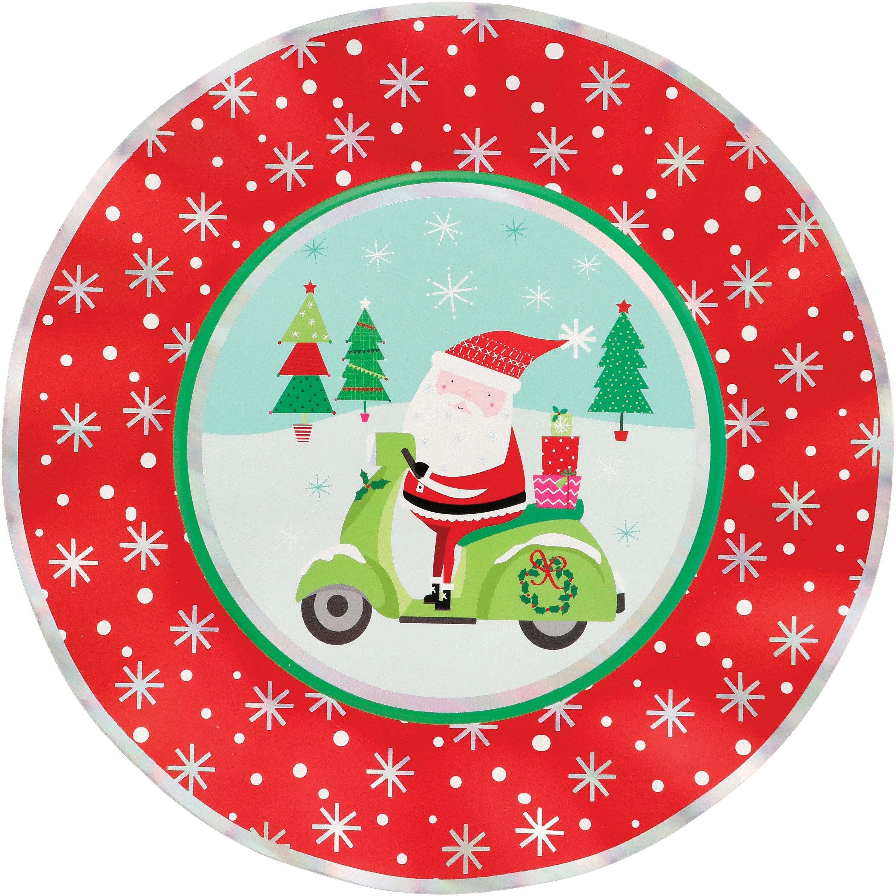 Destination Holiday Santa Scooter Christmas Party Paper Plates, 10 ct ...