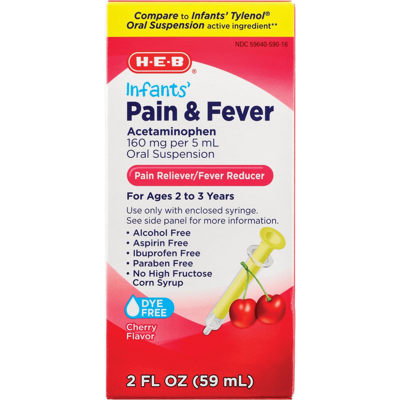 H-E-B Infant' Pain & Fever Oral Suspension - Cherry - Shop Cough, cold ...
