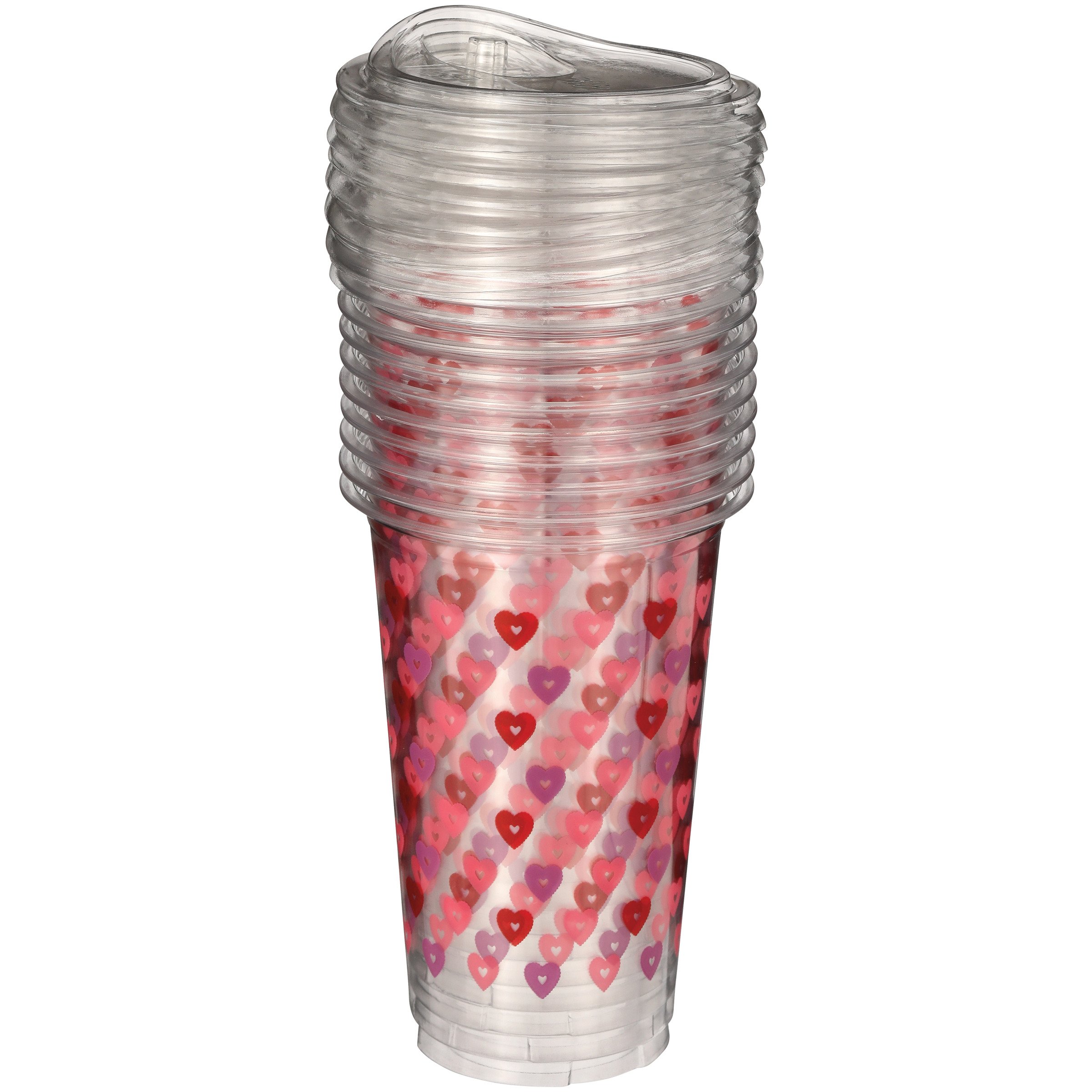 Destination Holiday Multi-Heart Disposable Cups with Sip Lids - Shop ...