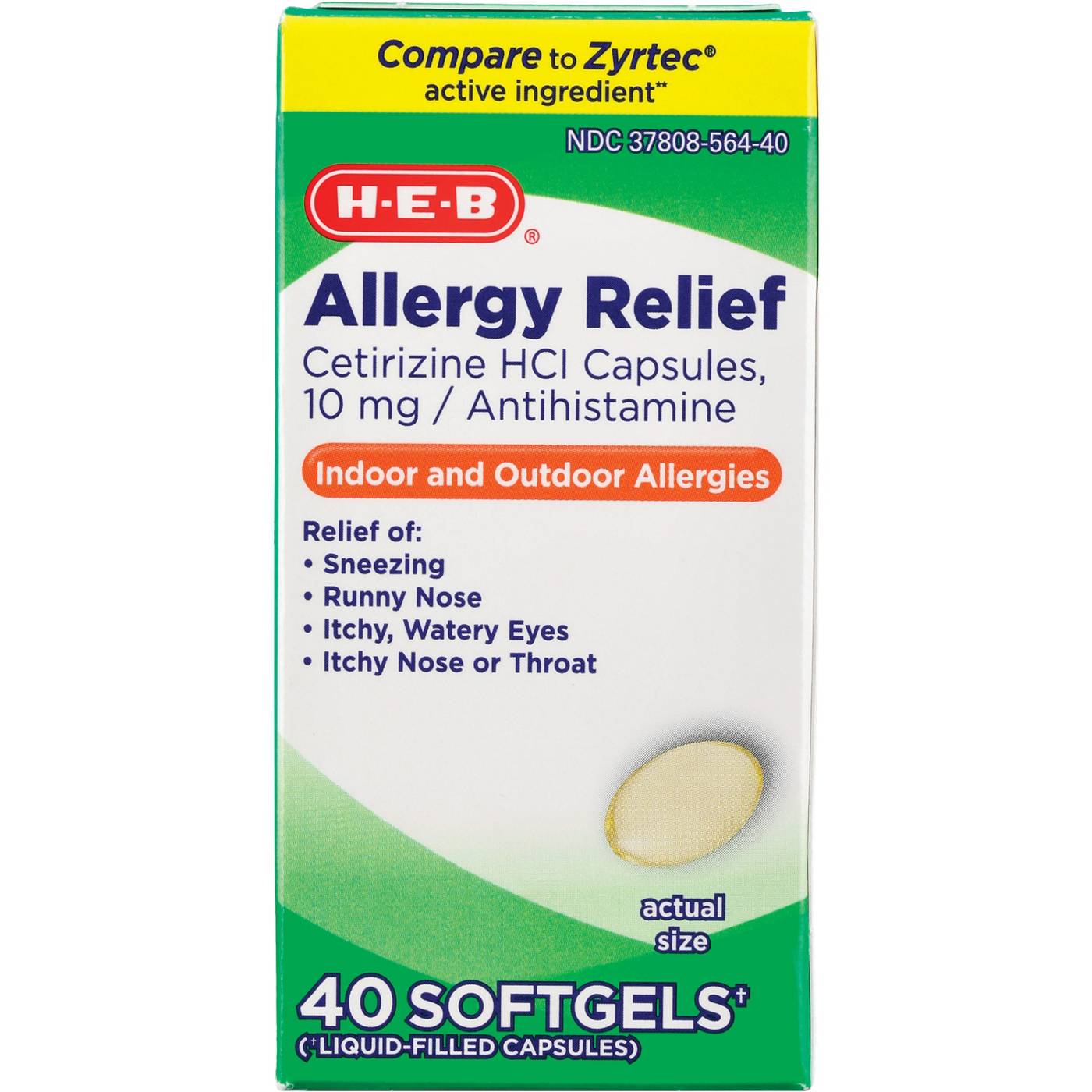 H-E-B Allergy Relief Cetirizine 24 Hour Softgels – 10 mg - Shop Sinus ...