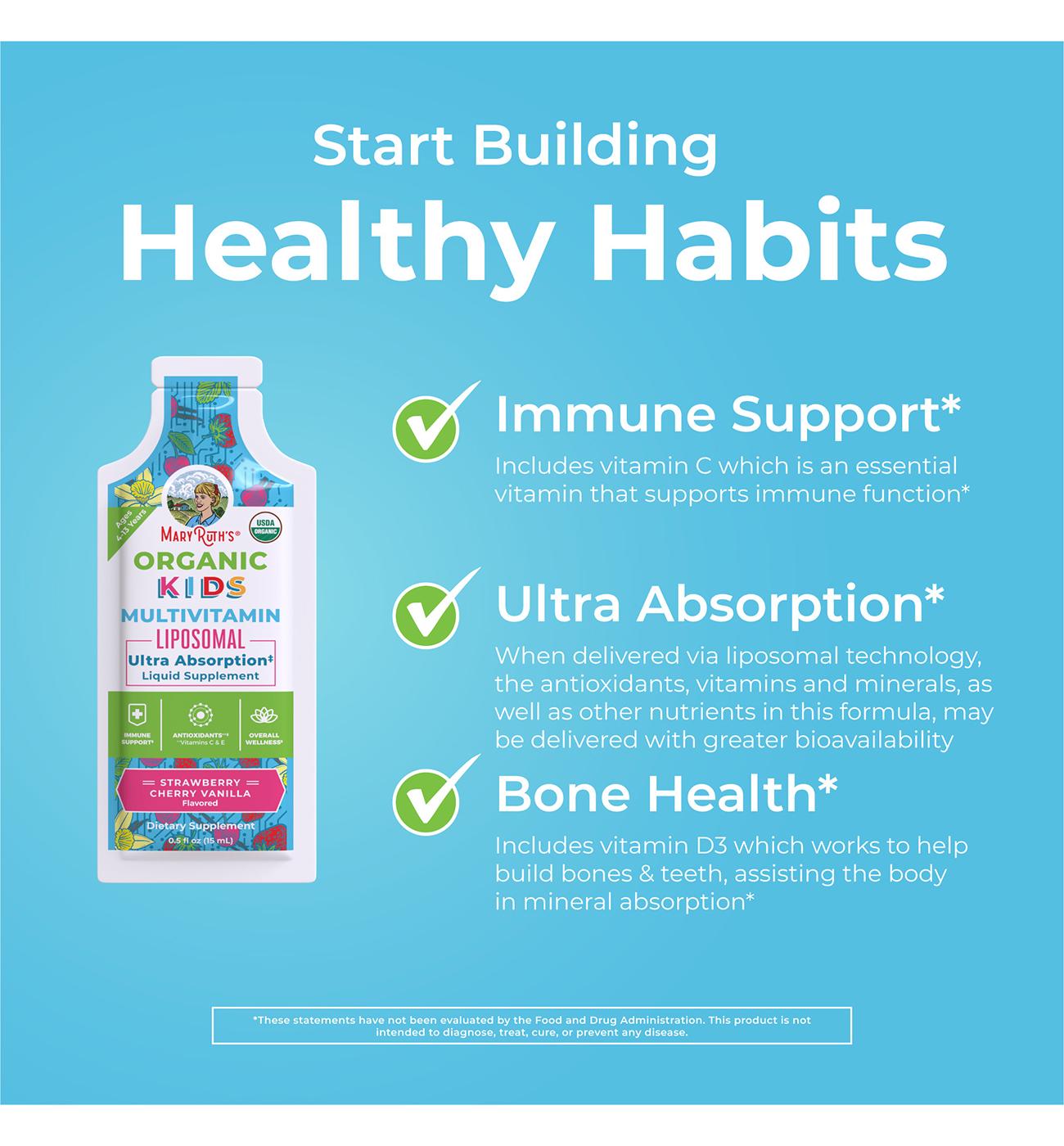 Mary Ruth's Organic Kids' Multivitamin Liposomal Pouch - Strawberry ...