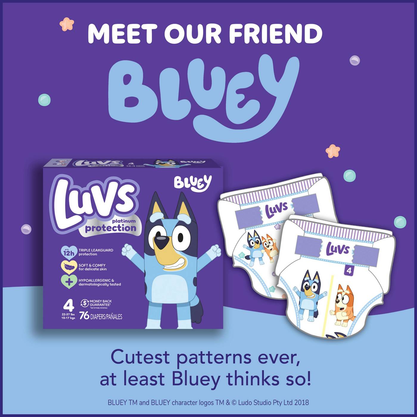 Luvs Bluey Platinum Protection Baby Diapers - Size 2 - Shop Diapers at ...