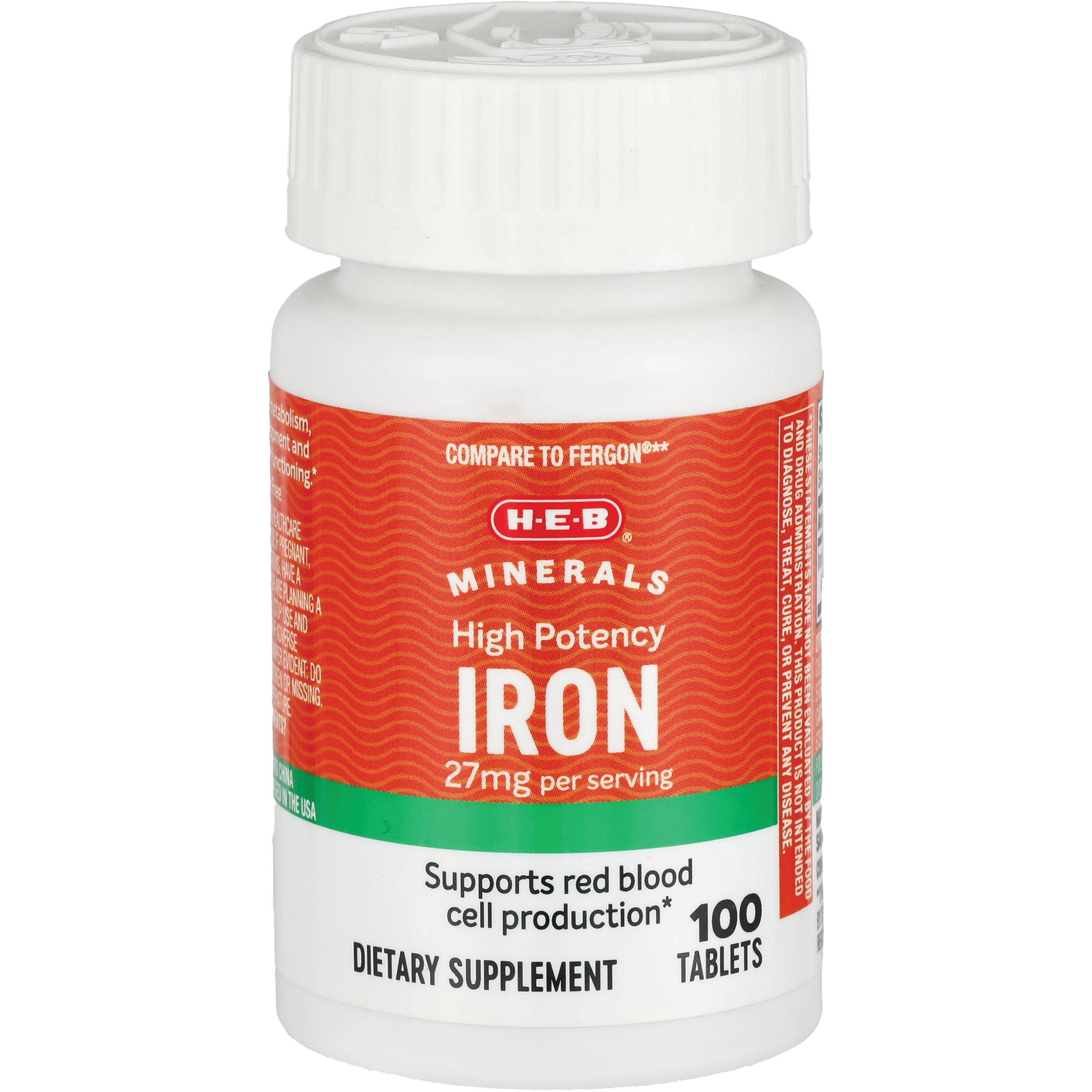 H-E-B Minerals High Potency Iron - 27 mg - Shop Minerals at H-E-B