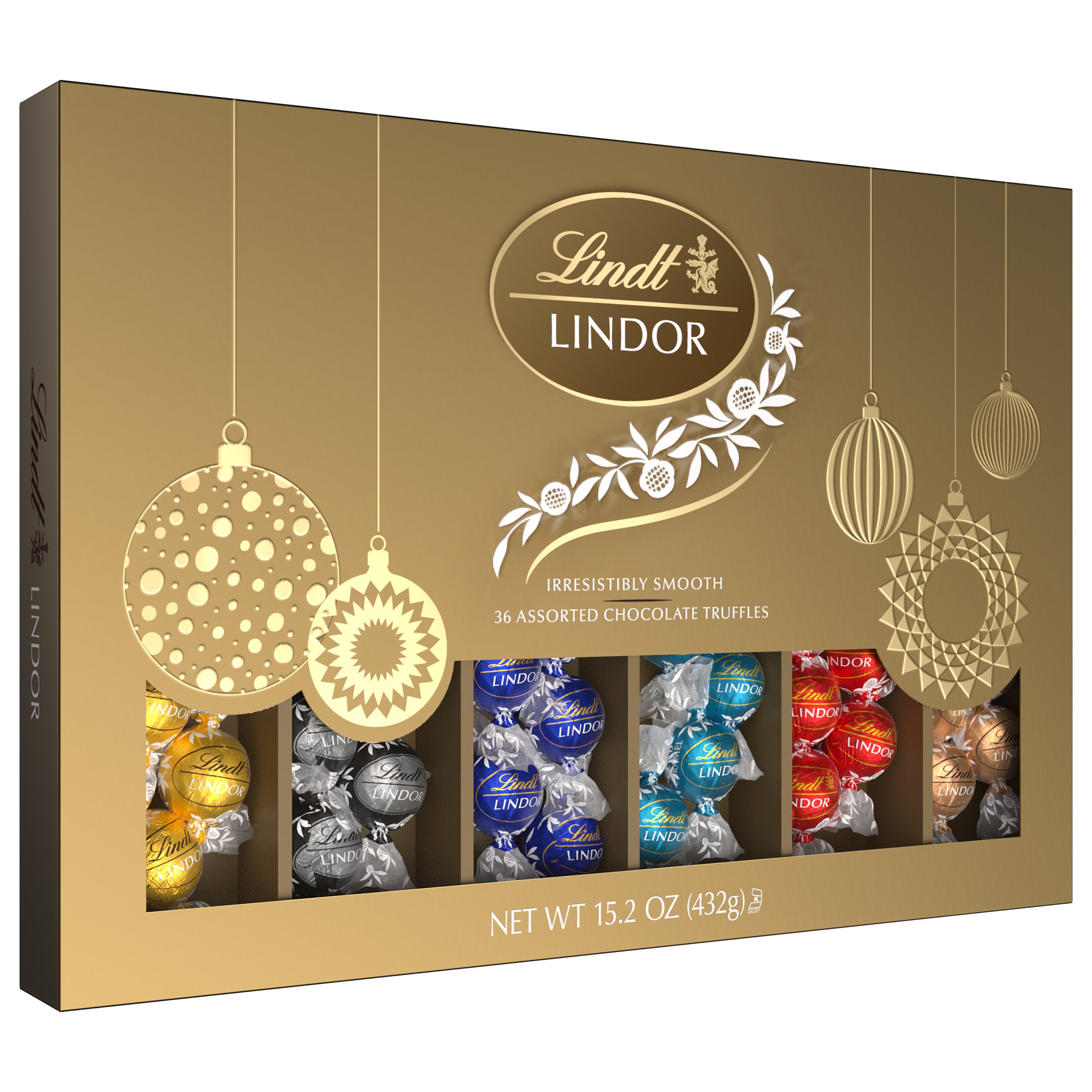 Lindt Lindor Assorted Chocolate Truffles Christmas Deluxe Gift Box, 36 ...