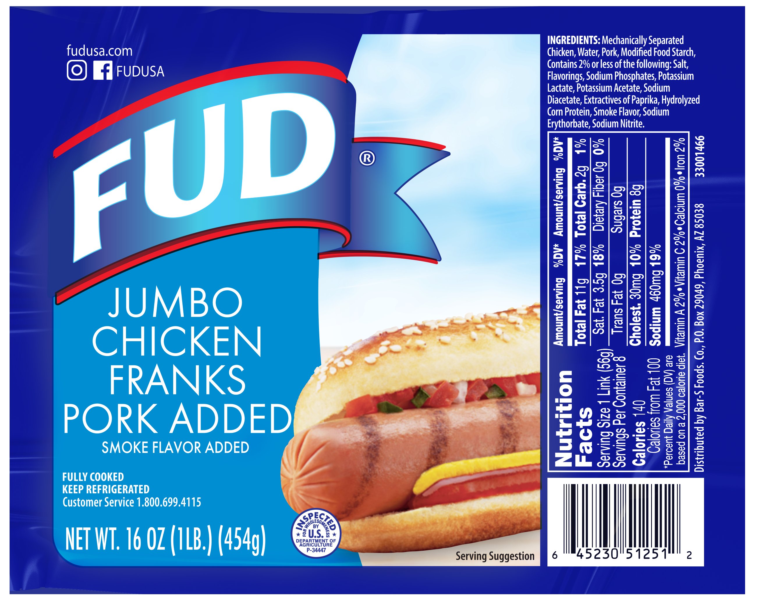 FUD Jumbo Chicken & Pork Franks - Shop Hot dogs at H-E-B