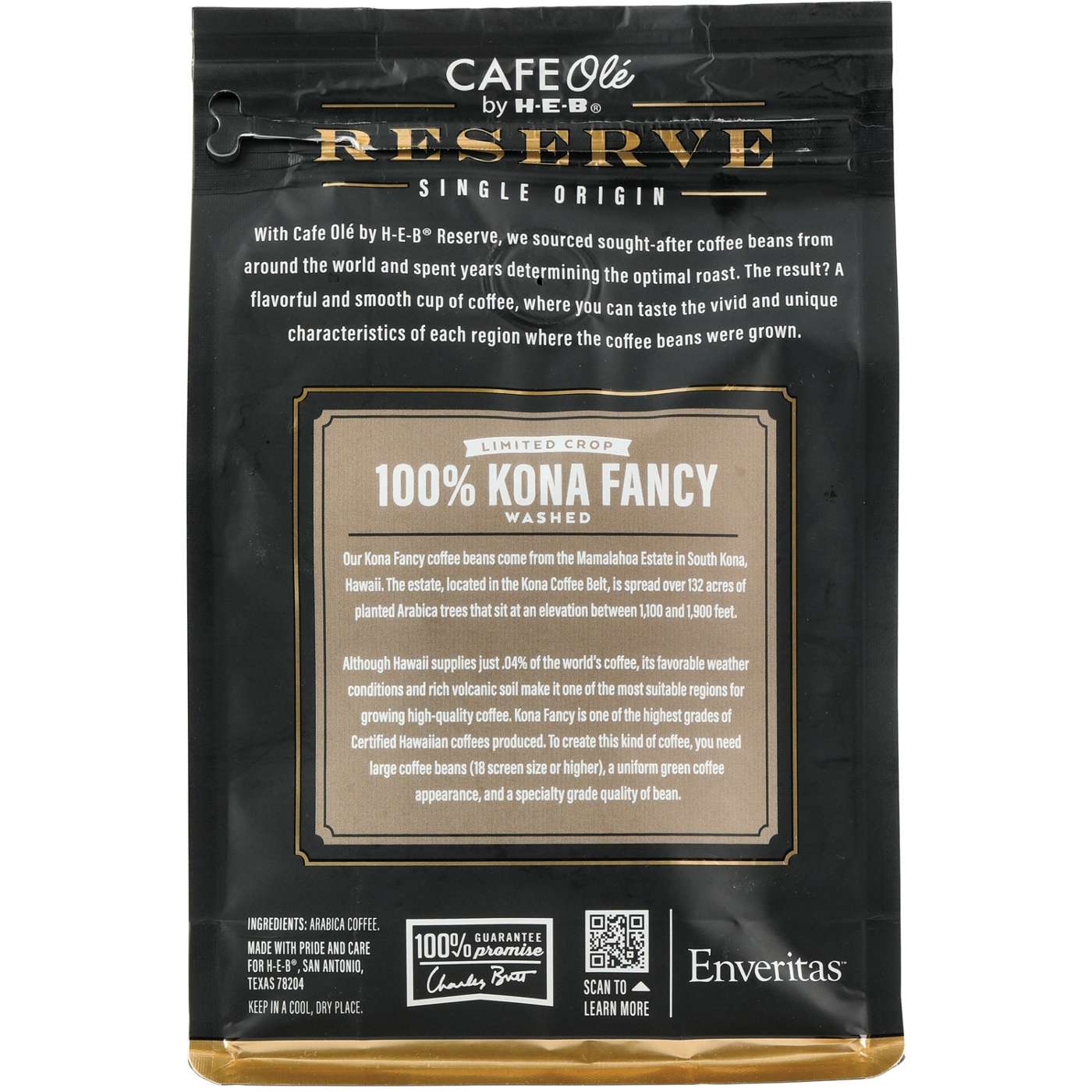 CAFE Olé by H-E-B Reserve Single Origin Whole Bean Kona Fancy Coffee ...