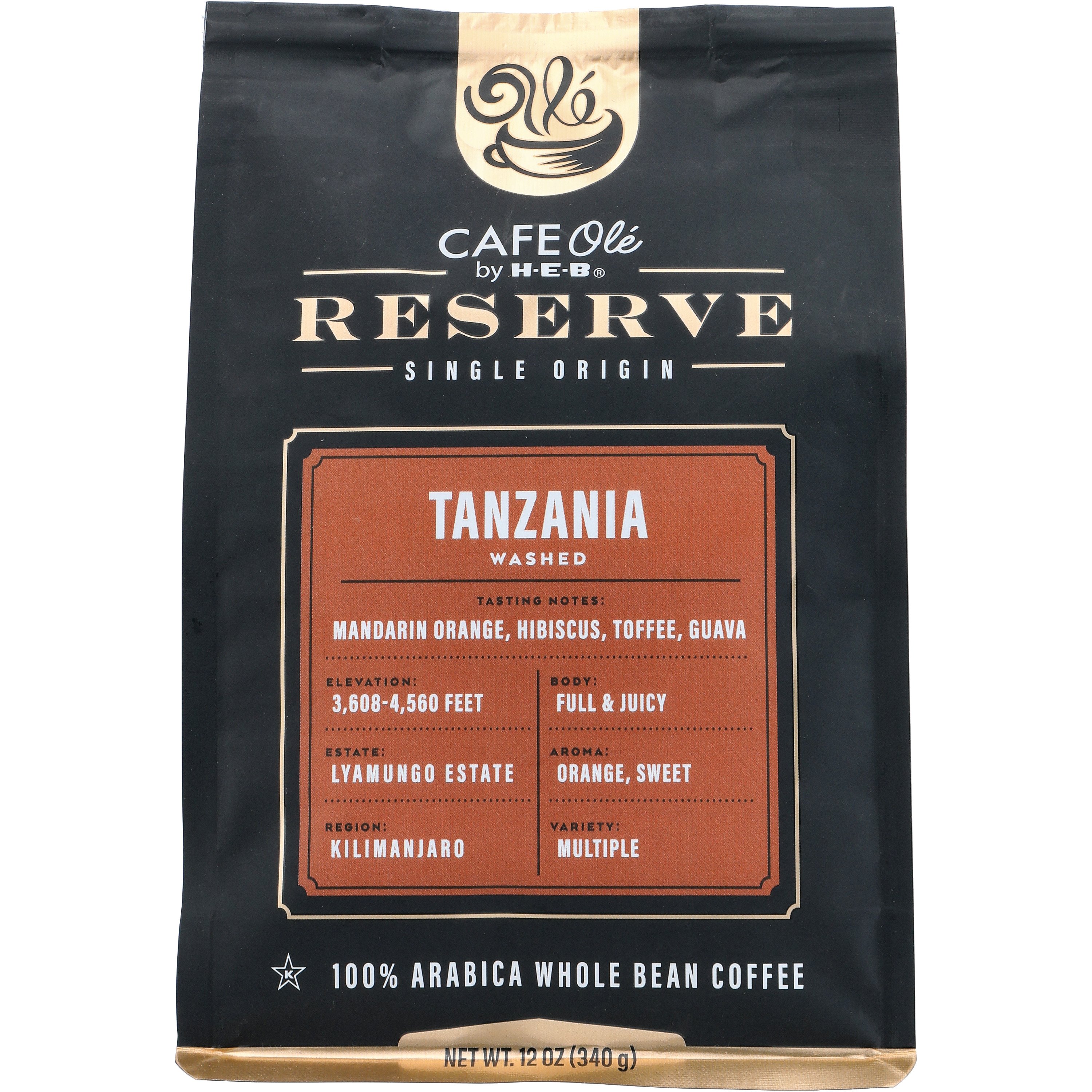 CAFE Olé by H-E-B Reserve Single Origin Whole Bean Tanzania Coffee ...