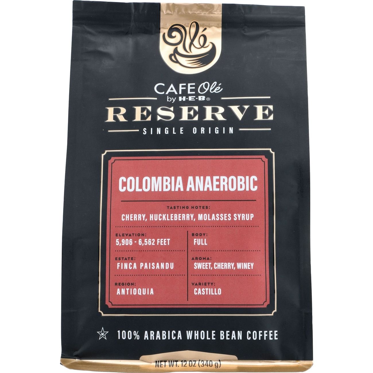 CAFE Olé by H-E-B Reserve Single Origin Whole Bean Colombia Anaerobic ...