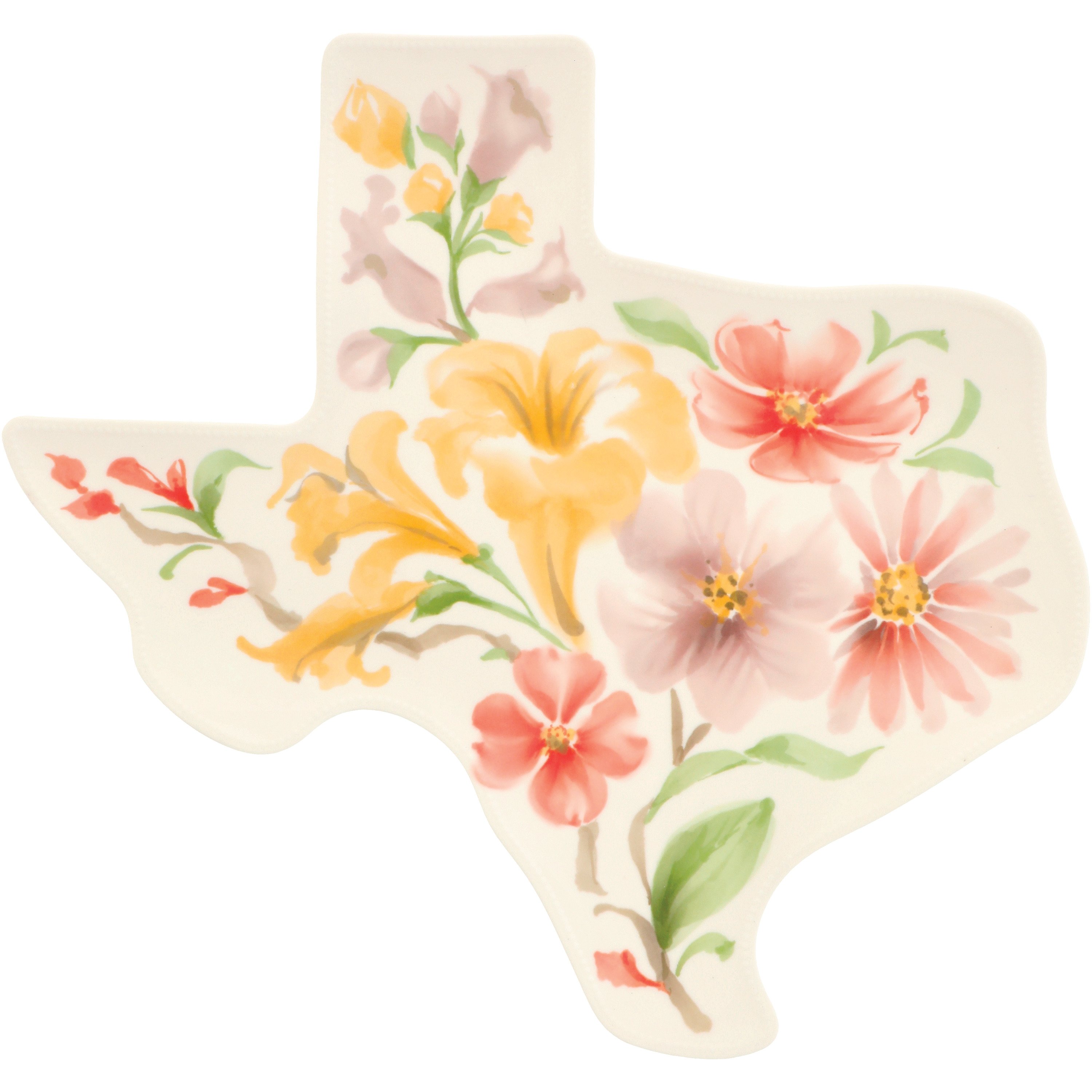 Destination Holiday Floral Texas Shaped Melamine Plate - Shop Plates at ...
