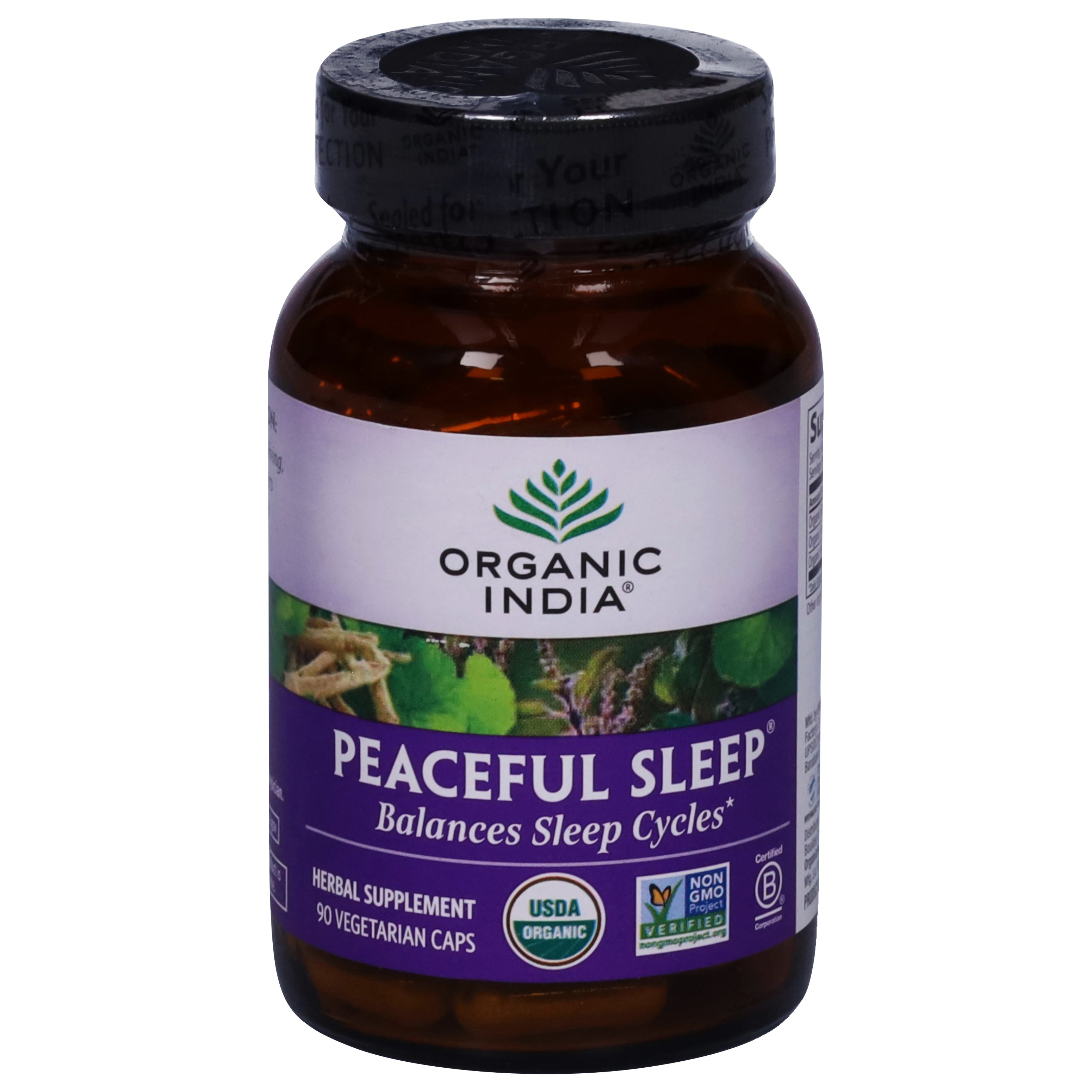 Organic India Peaceful Sleep Herbal Supplement Capsules - Shop Herbs ...
