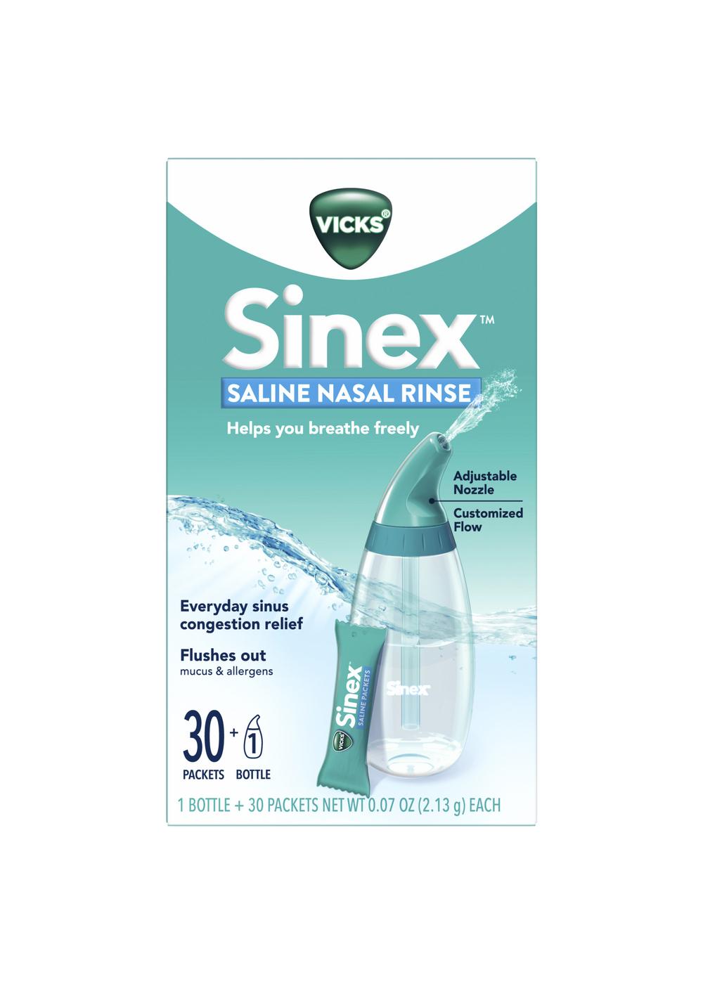 Vicks Sinex Saline Nasal Rinse Starter Kit, Fast & Effective Relief for ...