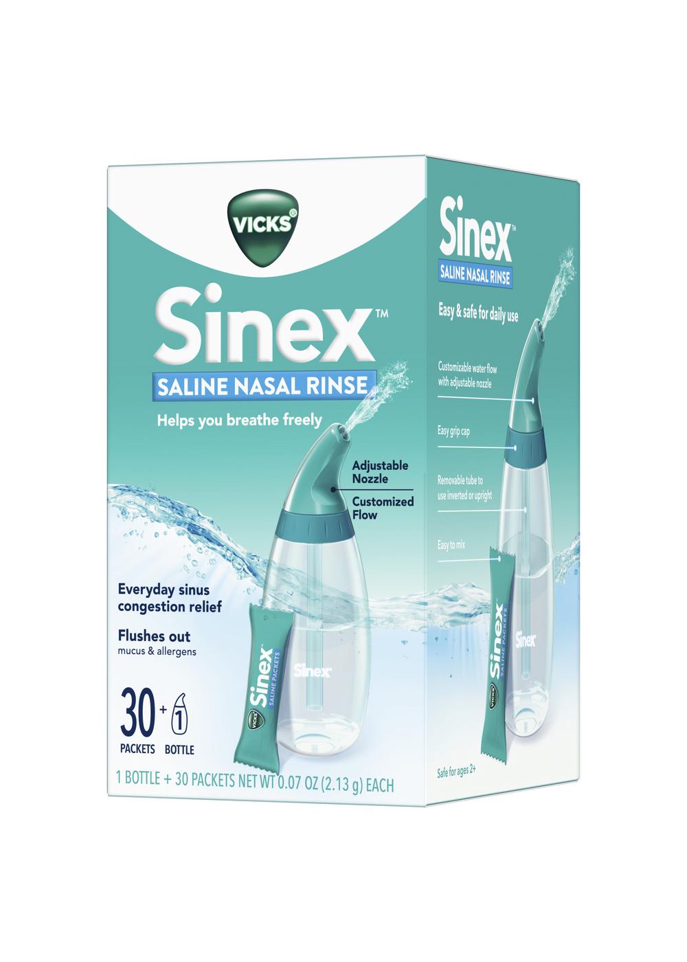 Vicks Sinex Saline Nasal Rinse Starter Kit, Fast & Effective Relief for ...