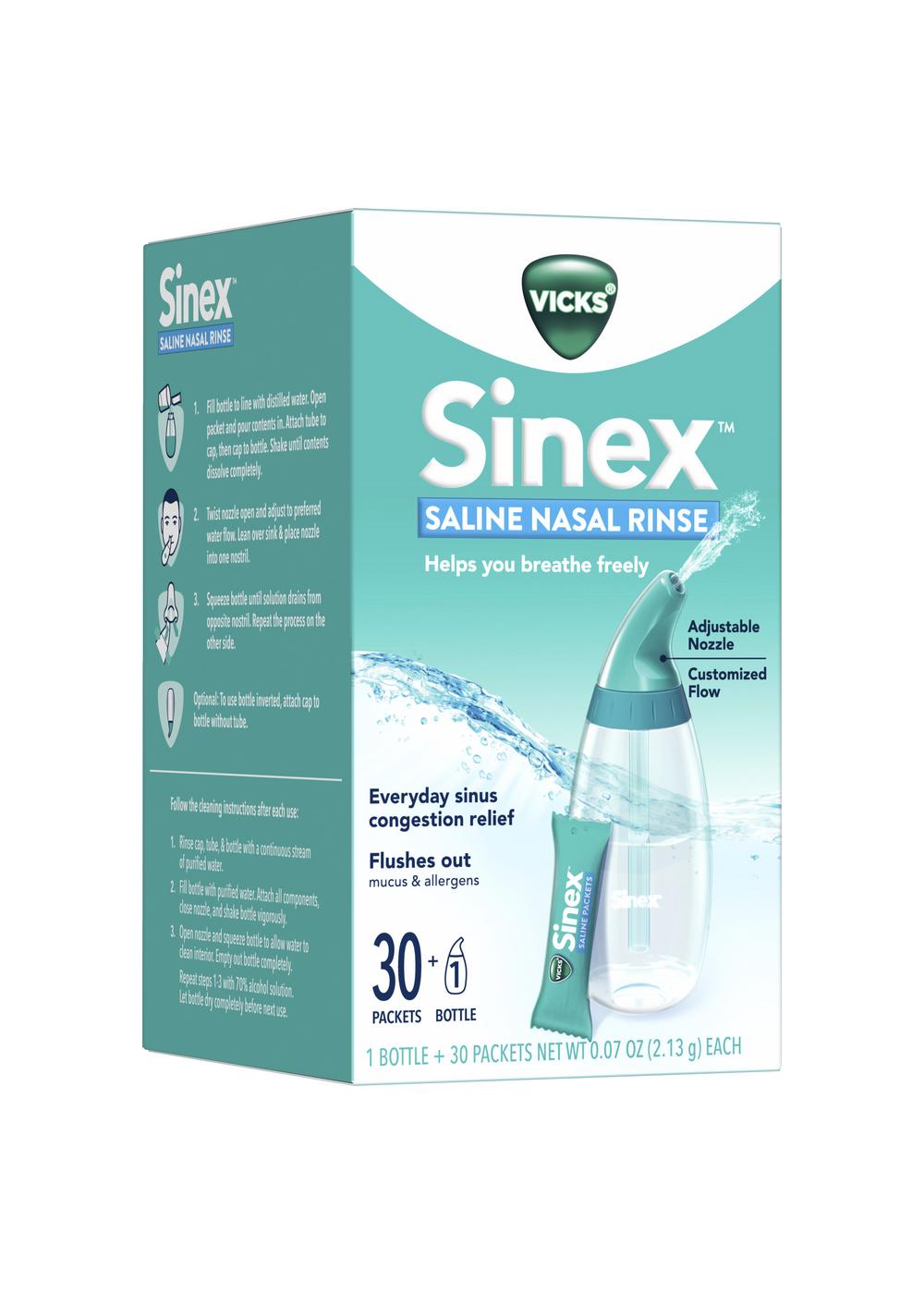 Vicks Sinex Saline Nasal Rinse Starter Kit, Fast & Effective Relief for ...