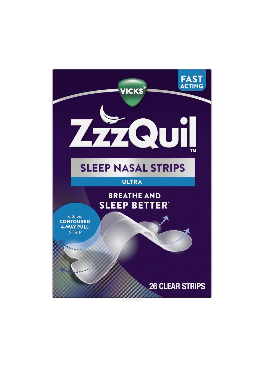 Vicks ZzzQuil Sleep Nasal Strips, Snoring Relief from Nasal Congestion ...
