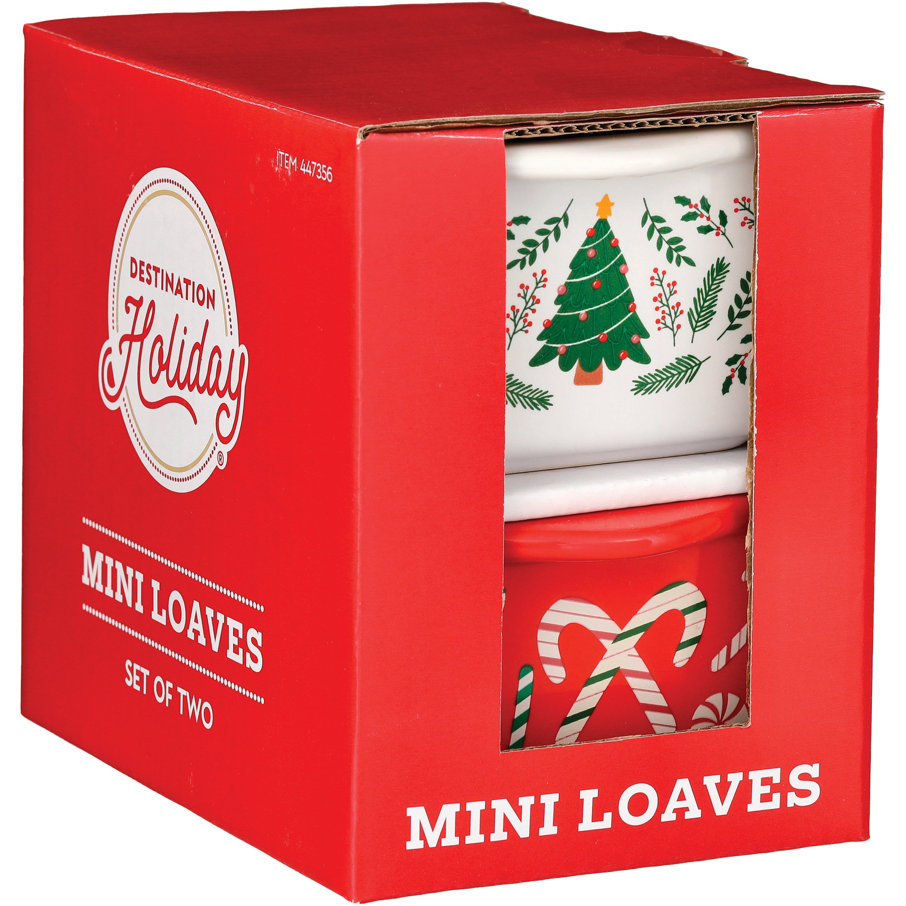 Destination Holiday Mini Ceramic Christmas Loaf Pans - Tree & Candy ...