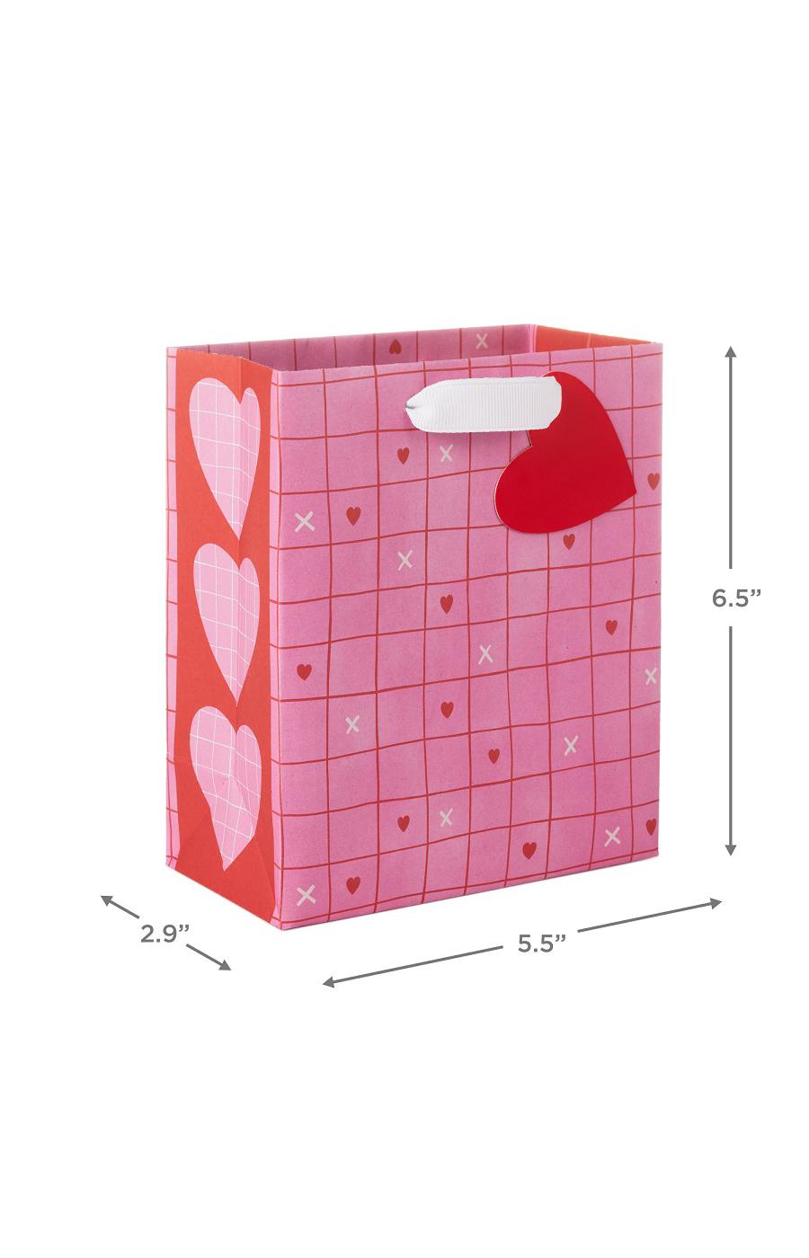 Hallmark Valentine's Day Small Gift Bag (Pink Grid With Hearts) - Shop ...
