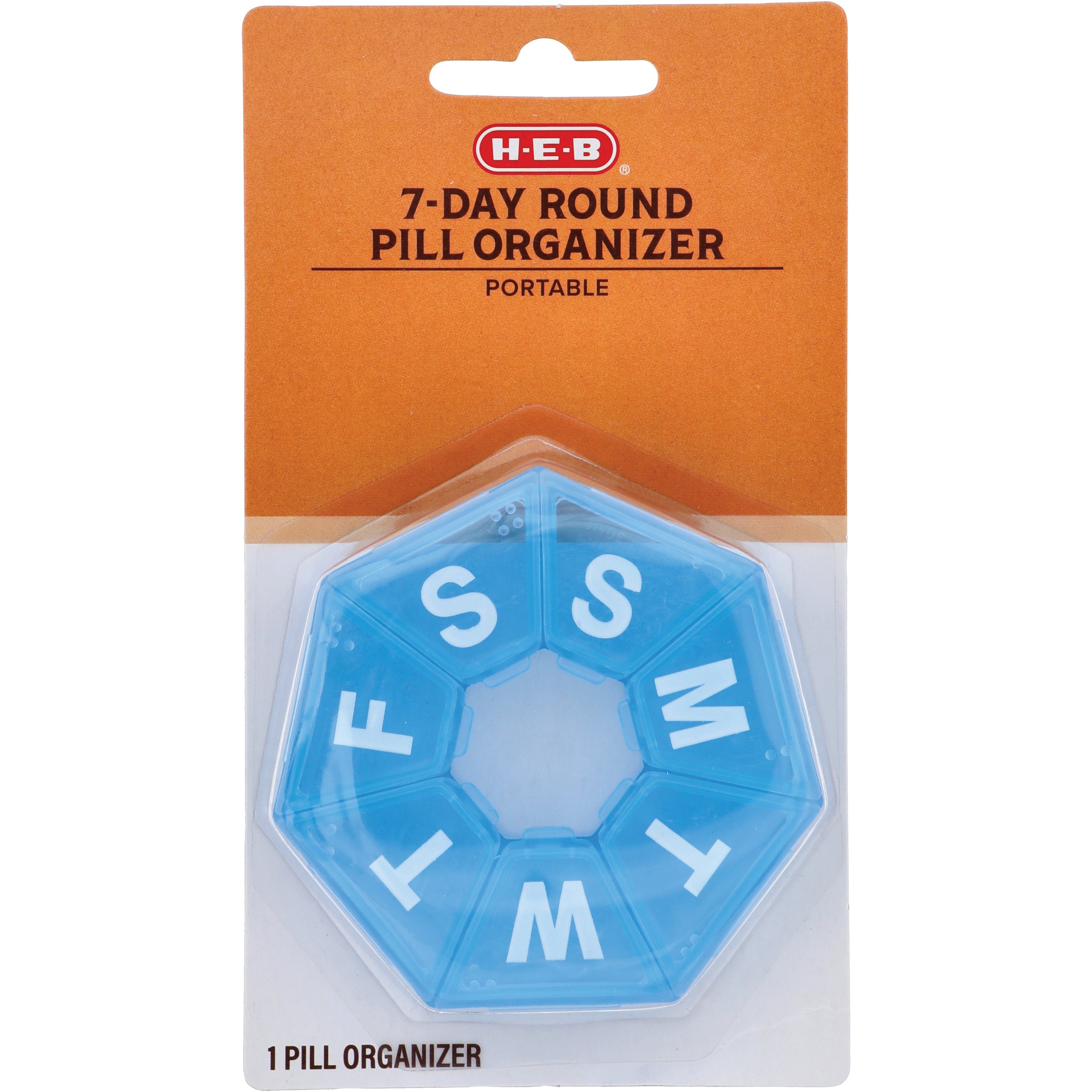 H-E-B 7-Day Round Pill Organizer - Shop Pill cutters & organizers at H-E-B